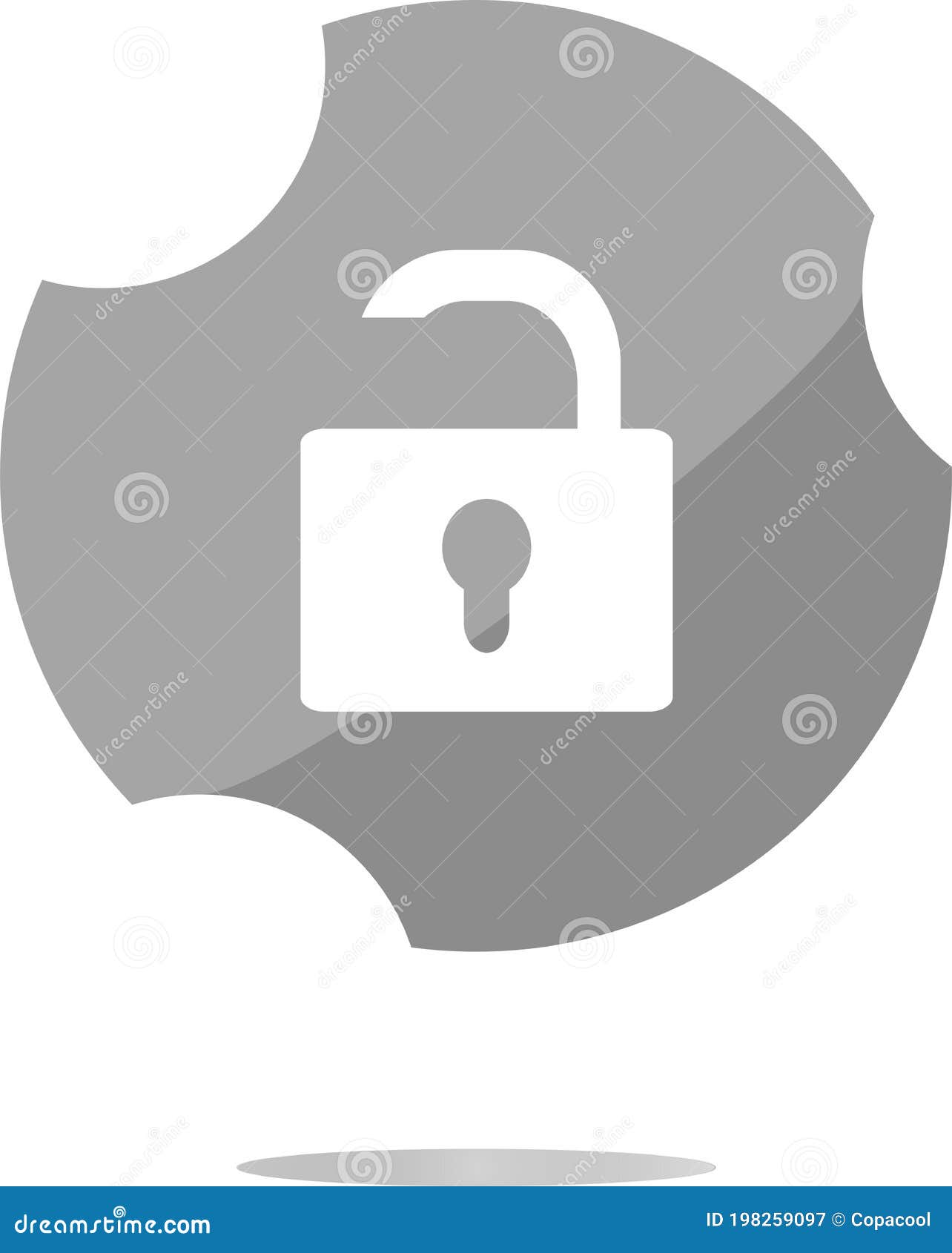 Open Lock Glossy Button Isolated Over White Background Stock Image ...