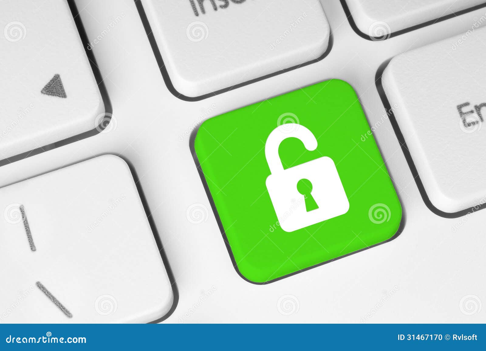 Open lock green button stock photo. Image of communication - 31467170