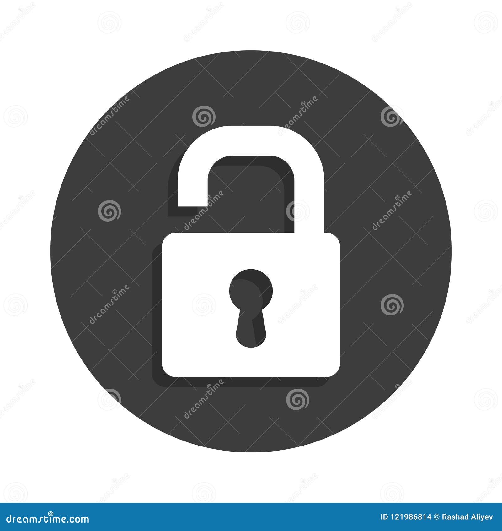 Open Lock Icon in Badge Style with Shadow Stock Illustration ...
