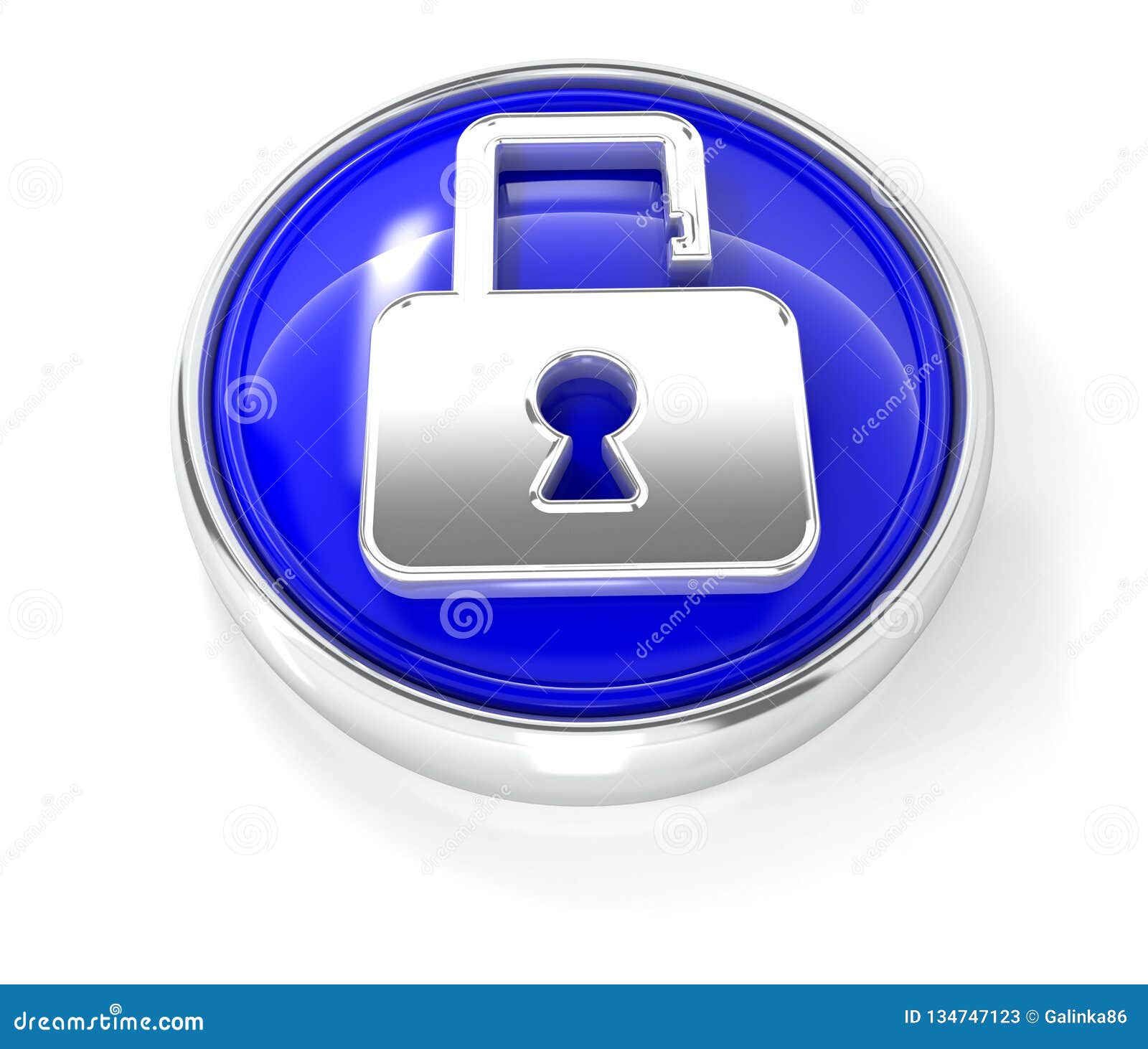 Open Lock Icon on Glossy Blue Round Button Stock Illustration ...