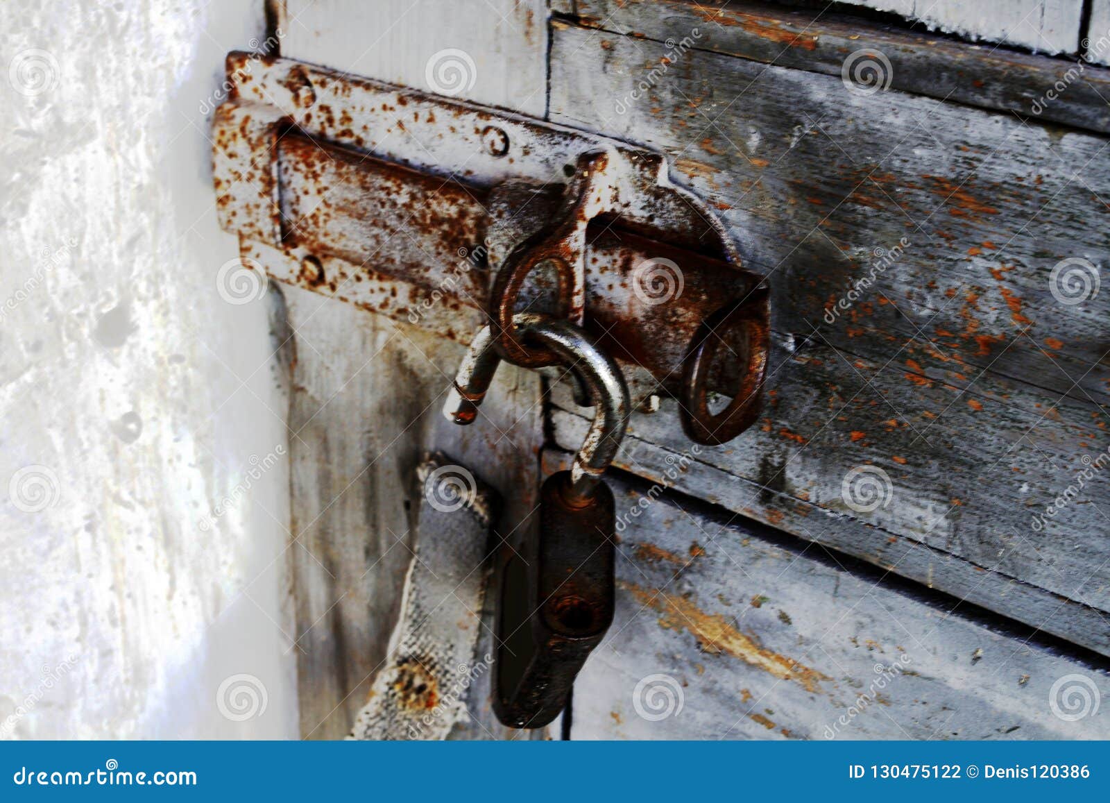 Open lock on the latch stock photo. Image of padlock - 130475122