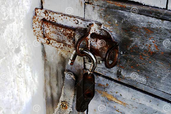 Open lock on the latch stock photo. Image of padlock - 130475122