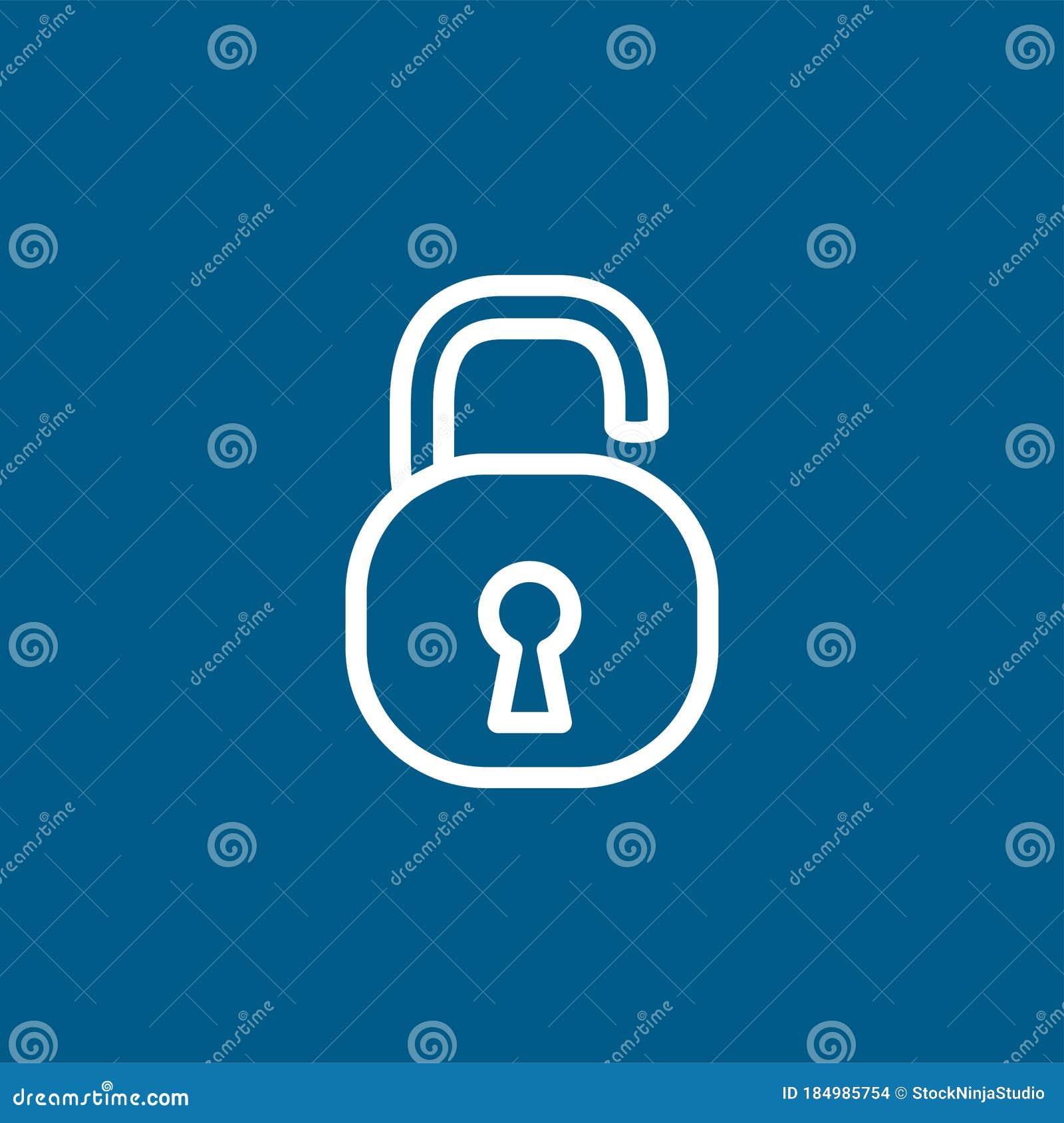 Open Lock Line Icon on Blue Background. Blue Flat Style Vector ...