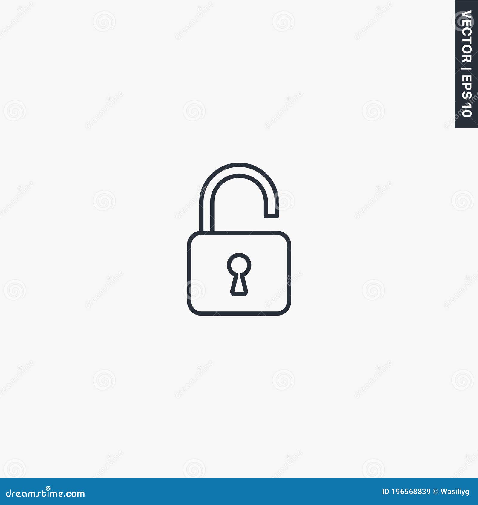 Open Lock, Linear Style Sign for Mobile Concept and Web Design Stock ...