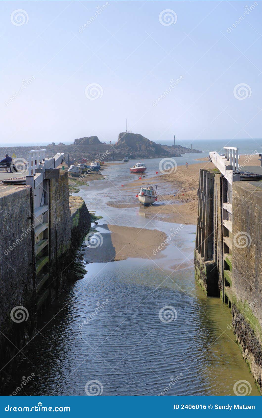 Open lock at low tide stock photo. Image of blue, open - 2406016