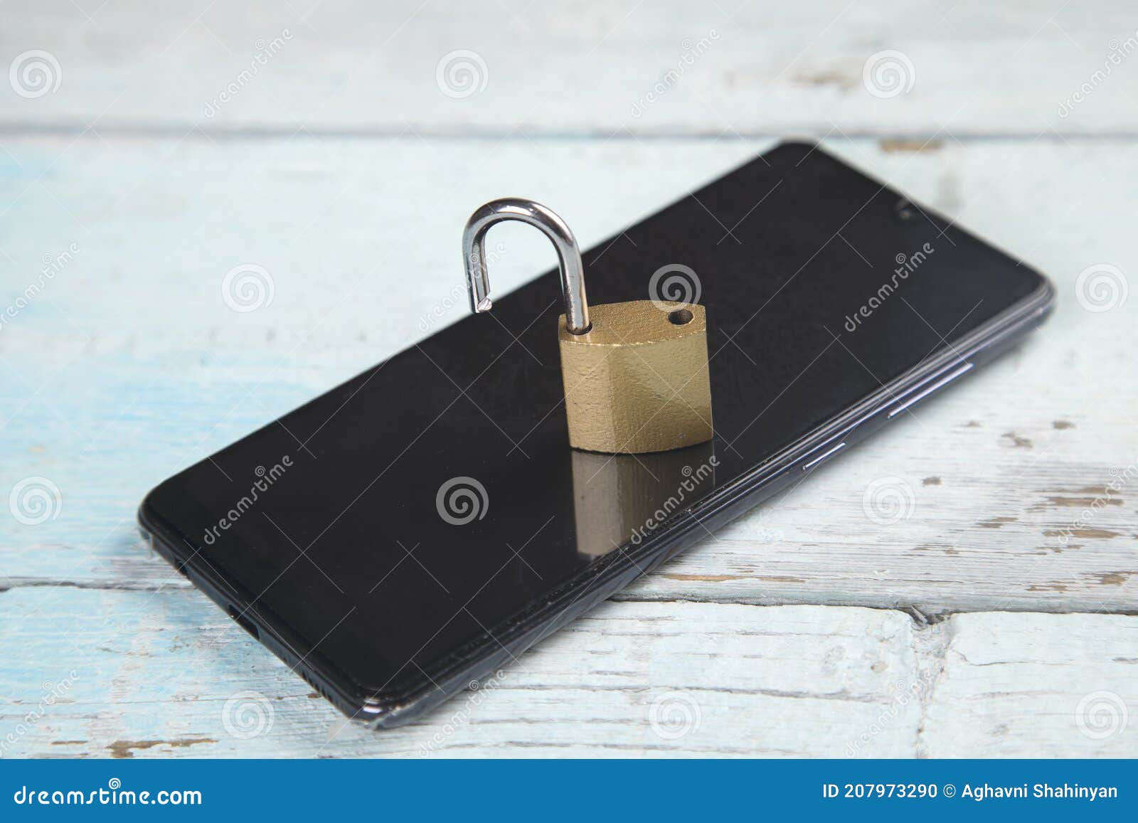 Open lock on phone stock photo. Image of smart, information - 207973290