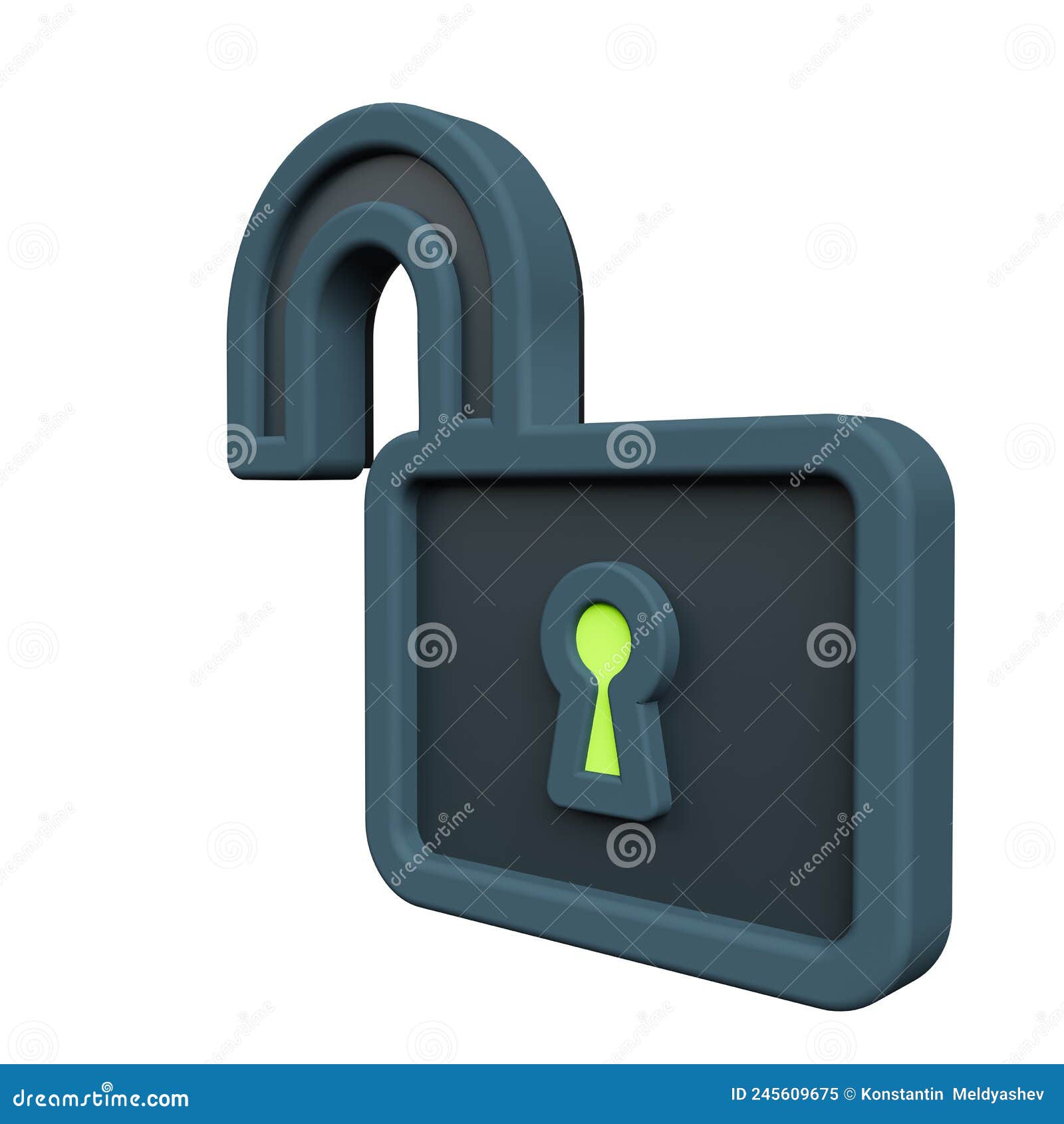 Open Lock Right Side View 3d Icons Render Illustration Stock ...