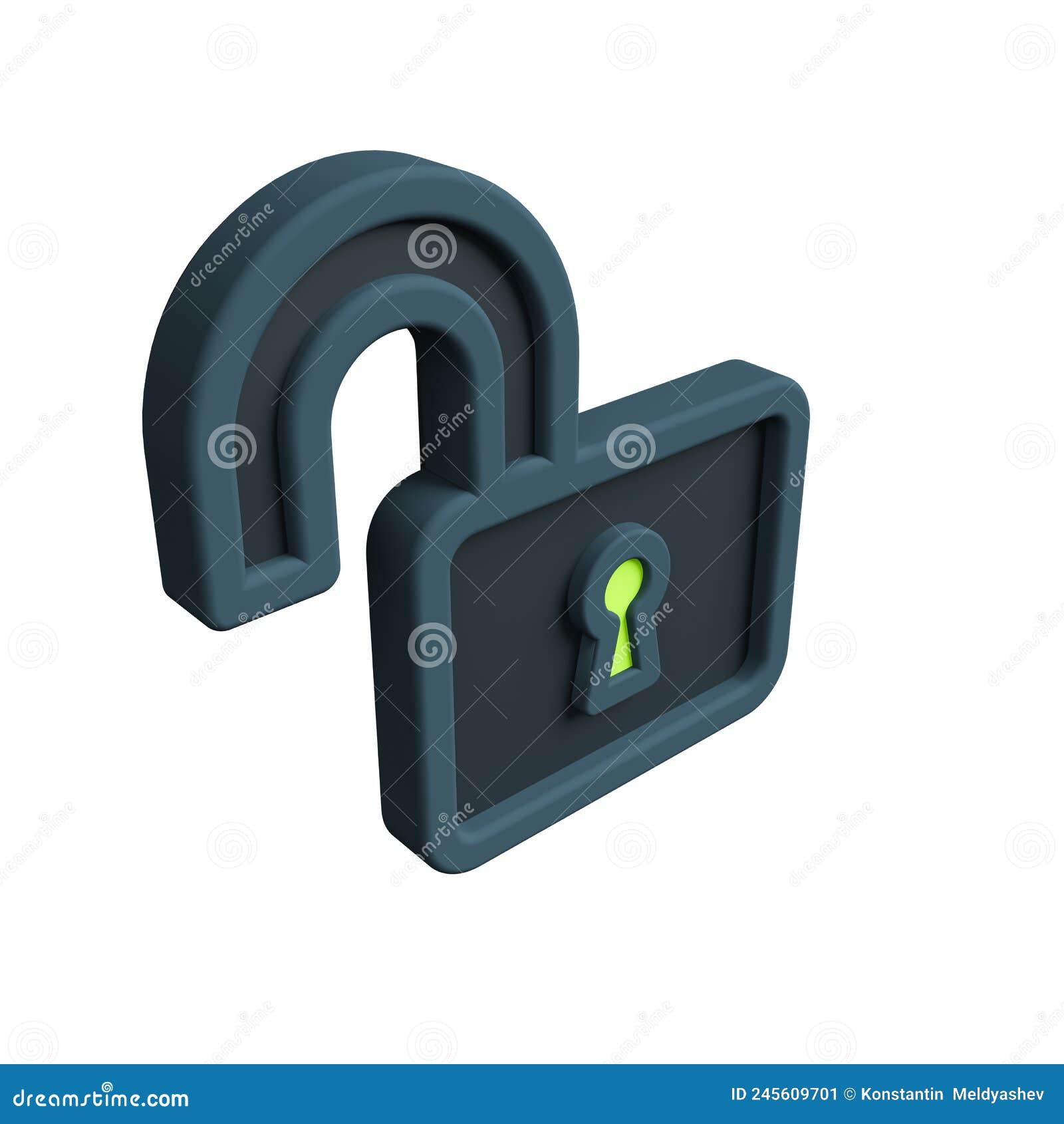 Open Lock Top Left View 3d Icons Render Illustration Stock Illustration ...