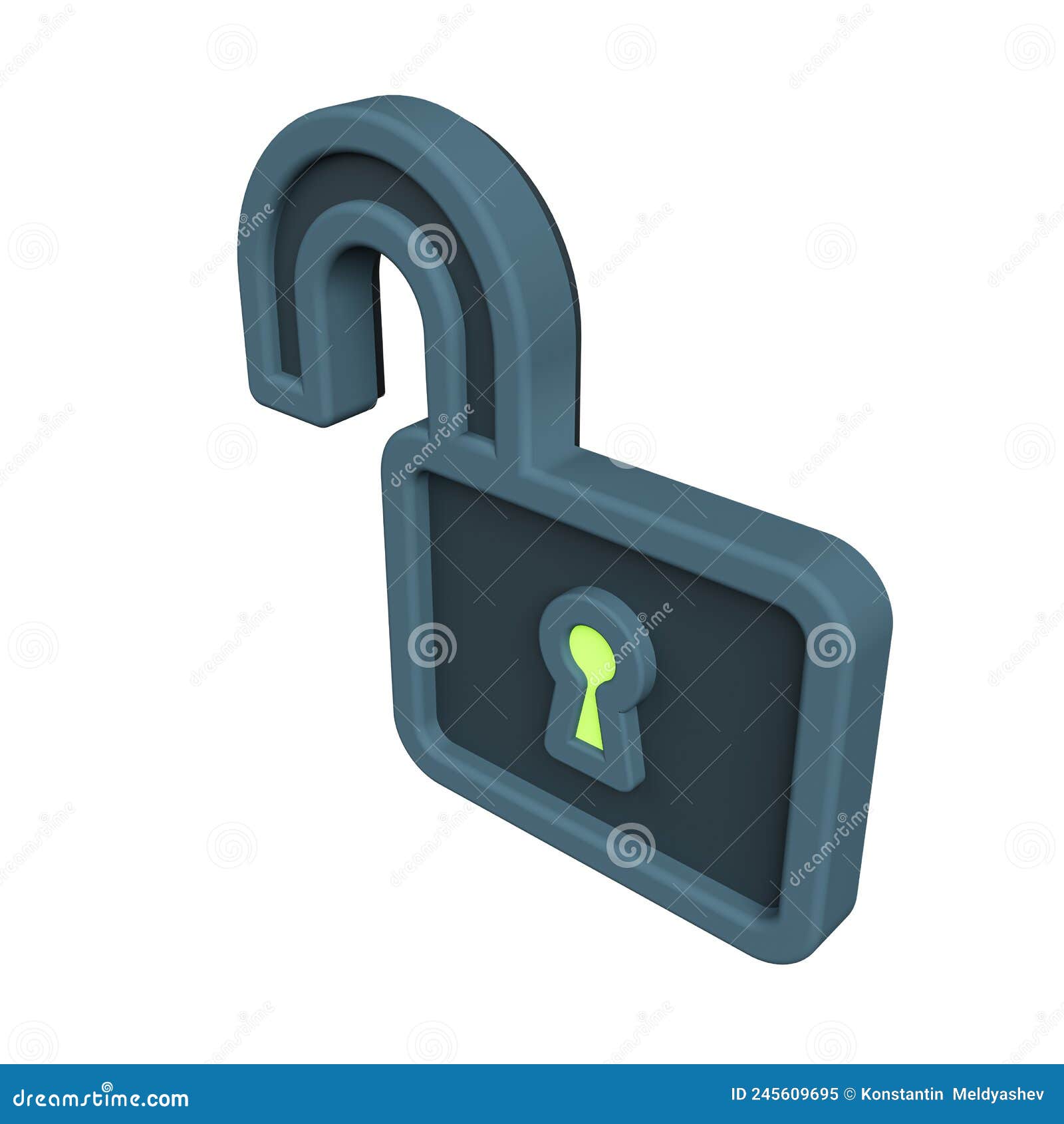 Open Lock Top Right View 3d Icons Render Illustration Stock ...