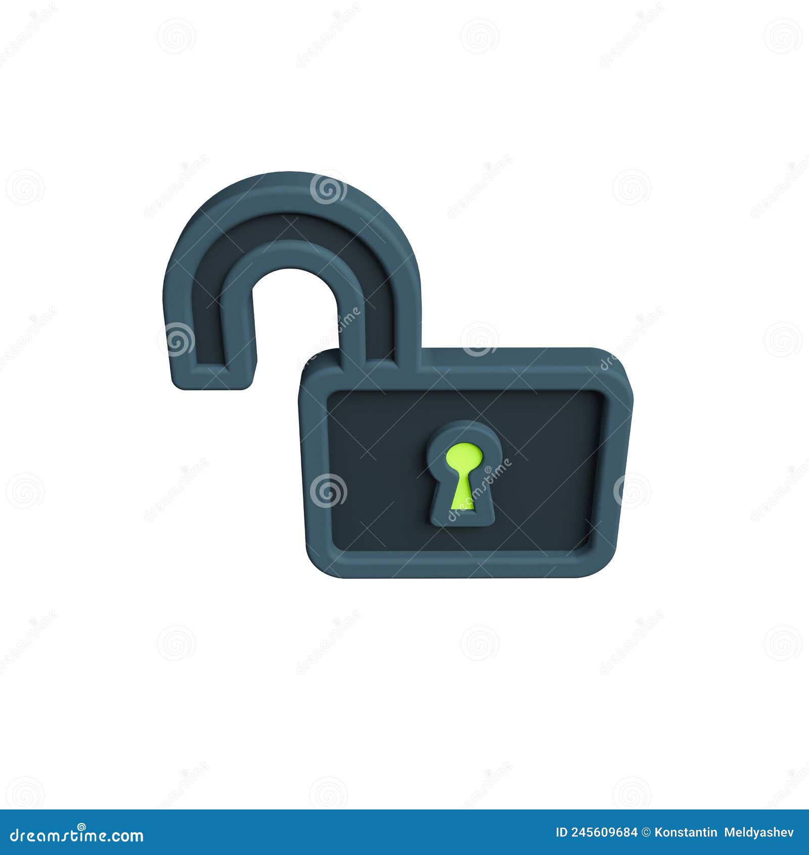 Open Lock Top View Front 3d Icons Render Illustration Stock ...