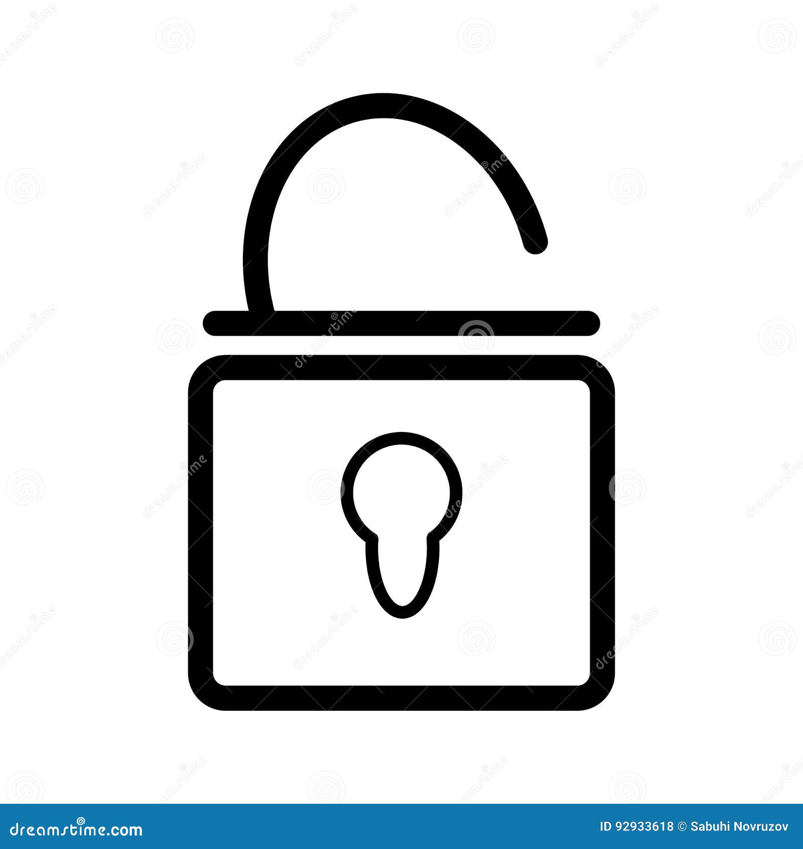 Open Lock Vector Icon. Black and White Lock Illustration. Outline ...