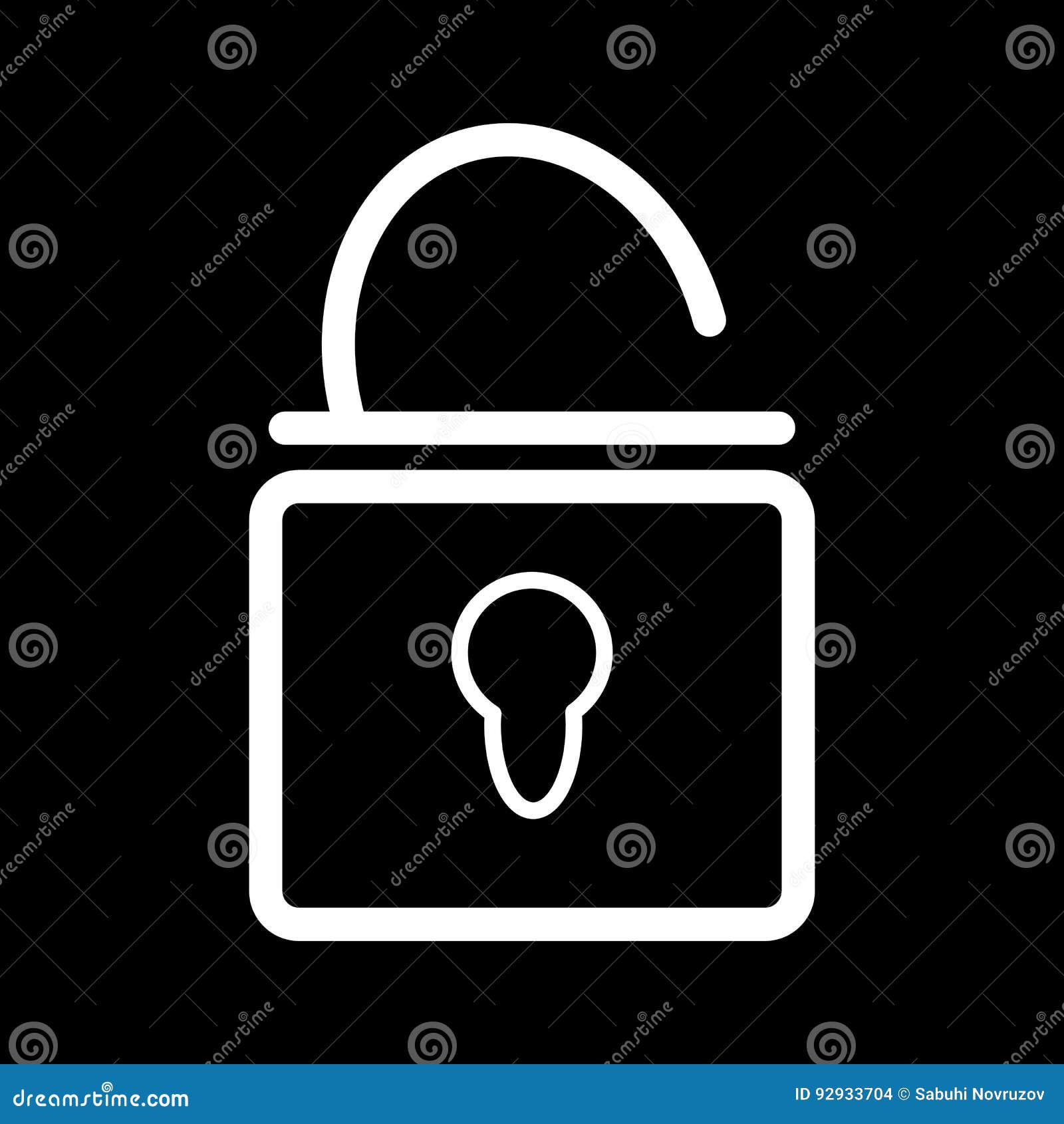 Open Lock Vector Icon. Black and White Lock Illustration. Outline ...