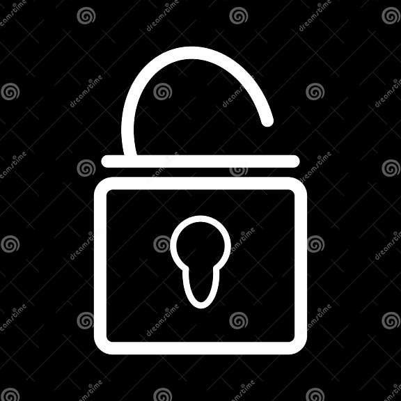 Open Lock Vector Icon. Black and White Lock Illustration. Outline ...