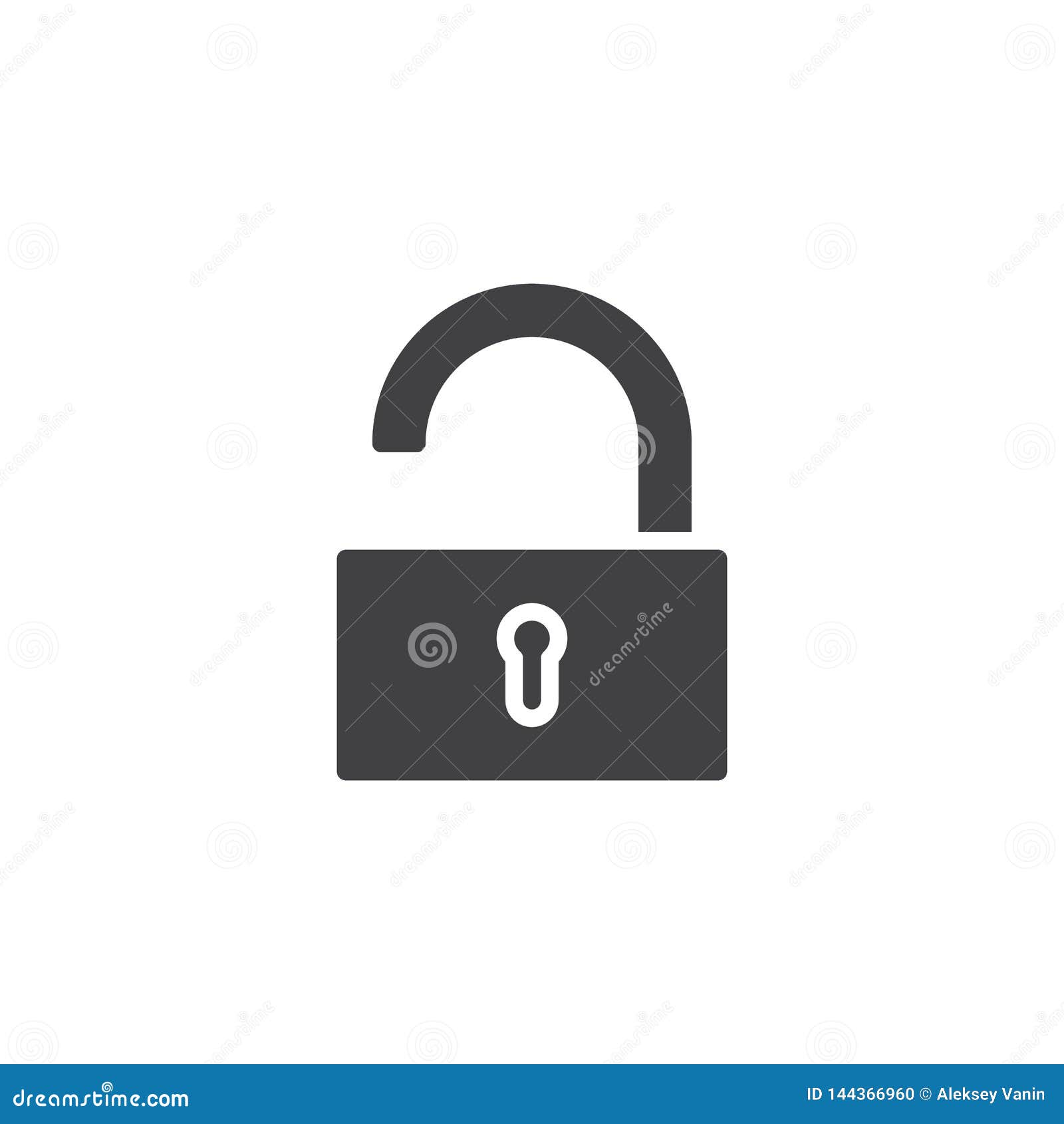 Open lock vector icon stock vector. Illustration of open - 144366960