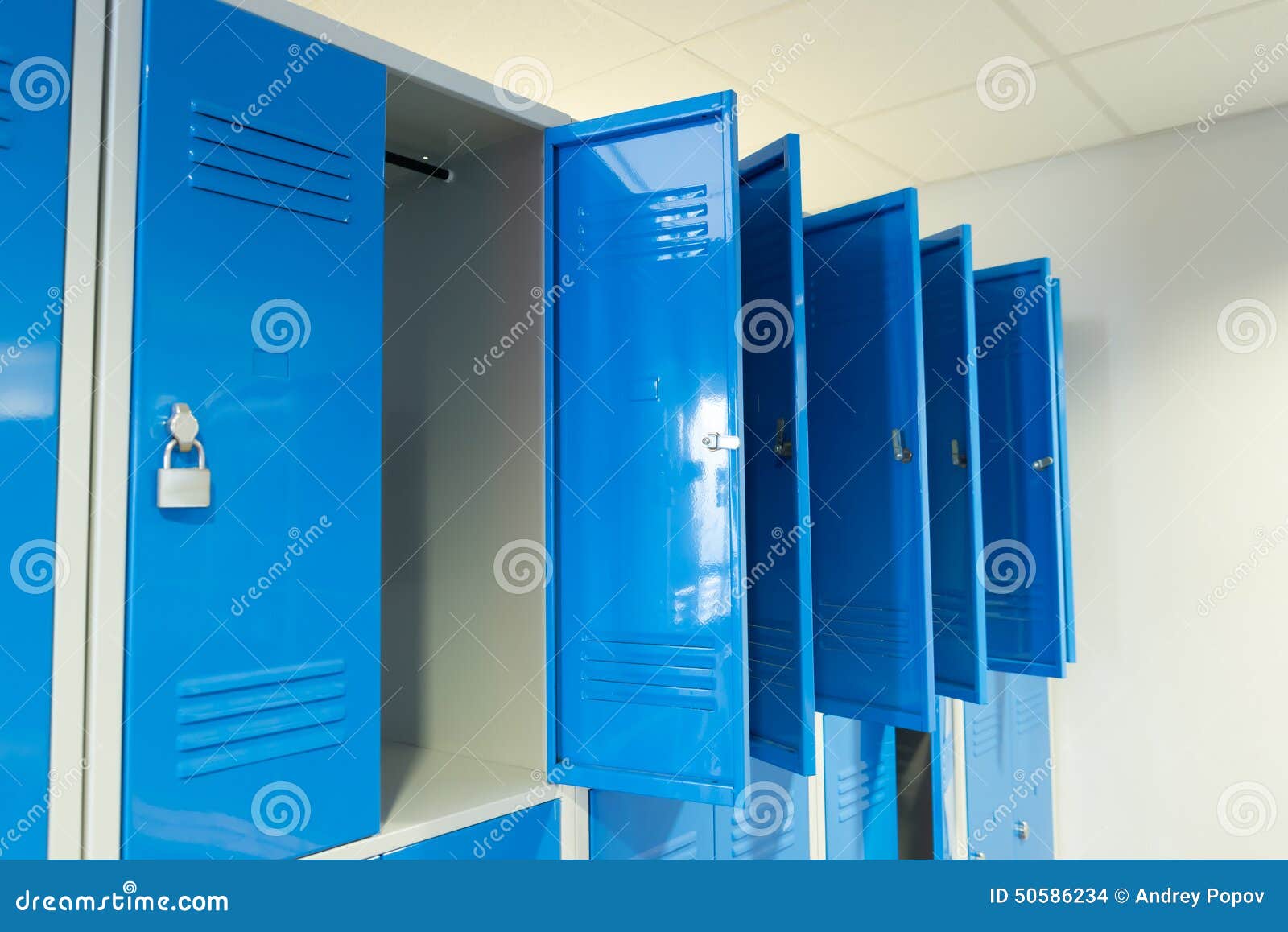 Open lockers in the room stock photo. Image of education - 50586234