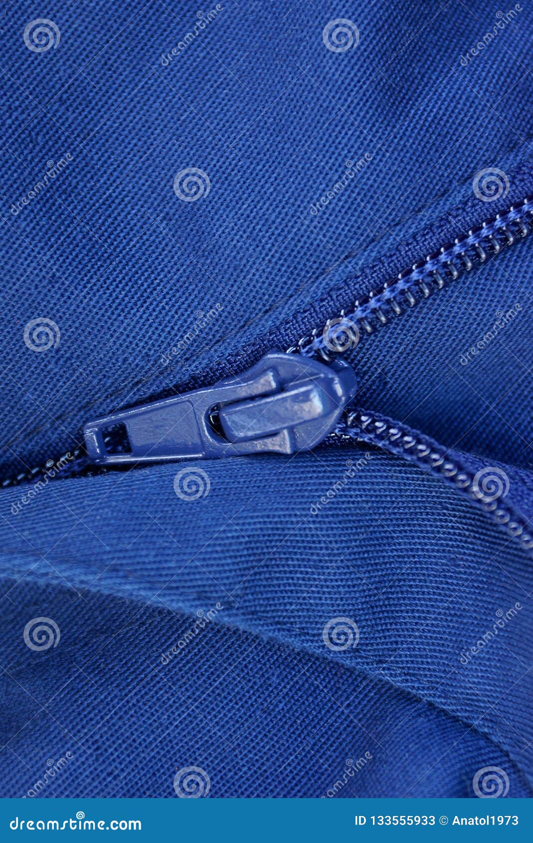 Open Long Metal Zip on Blue Clothes Stock Image - Image of denim ...