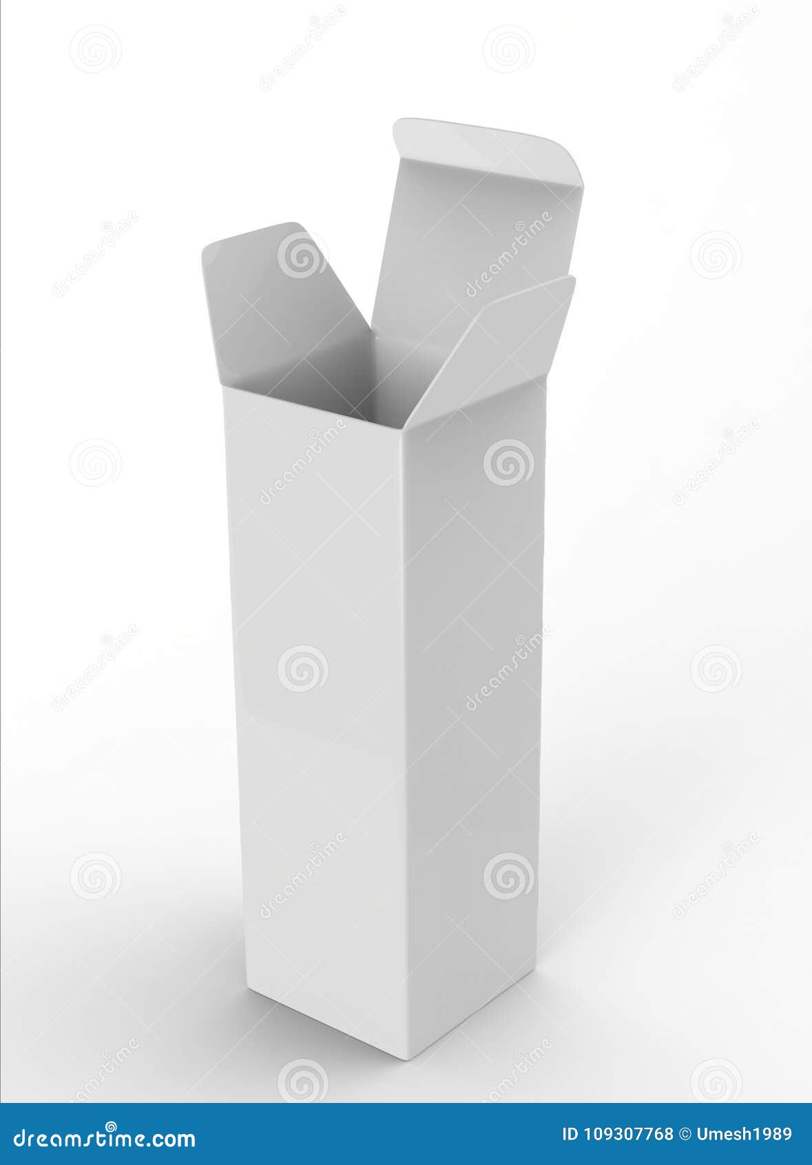 Open Long Rectangular Cardboard Package Box. Front View. Illustration ...