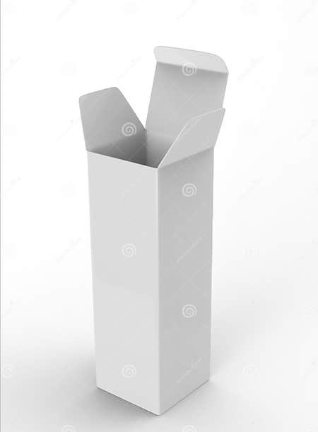 Open Long Rectangular Cardboard Package Box. Front View. Illustration ...