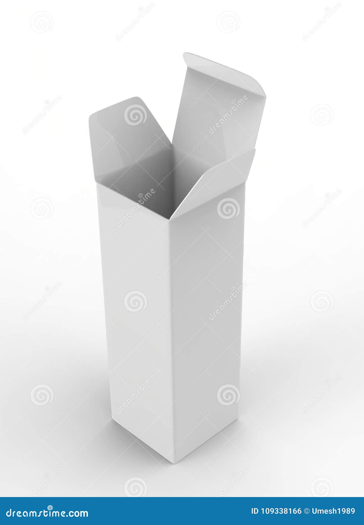 Open Long Rectangular Cardboard Package Box. Front View. Illustration ...