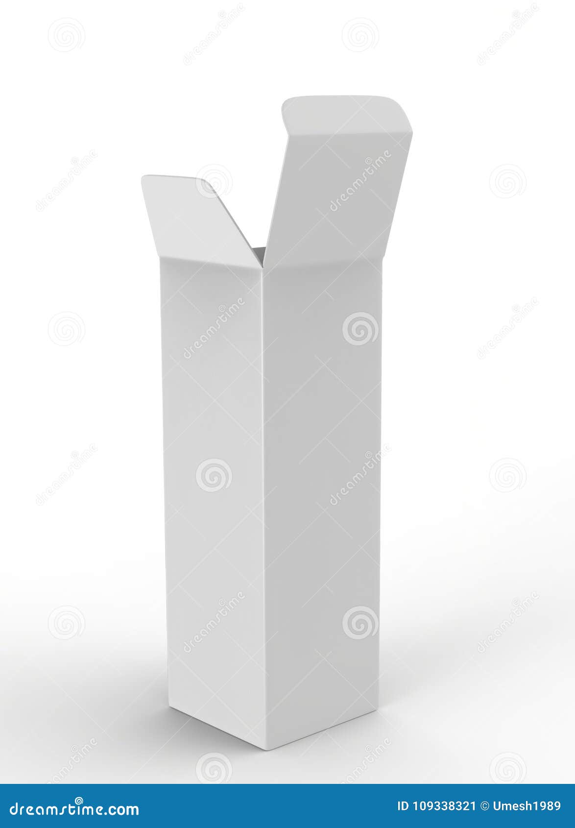 Open Long Rectangular Cardboard Package Box. Front View. Illustration ...