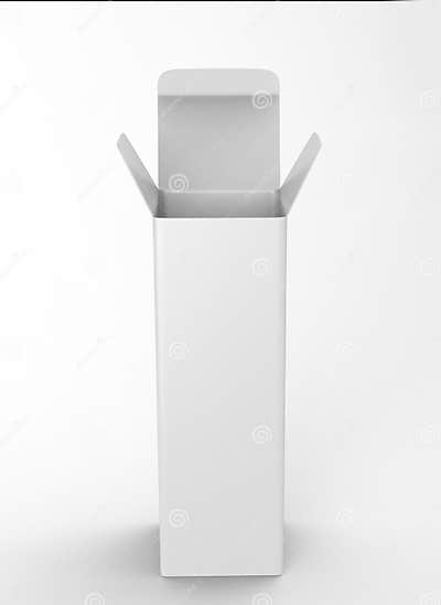 Open Long Rectangular Cardboard Package Box. Front View. Illustration ...