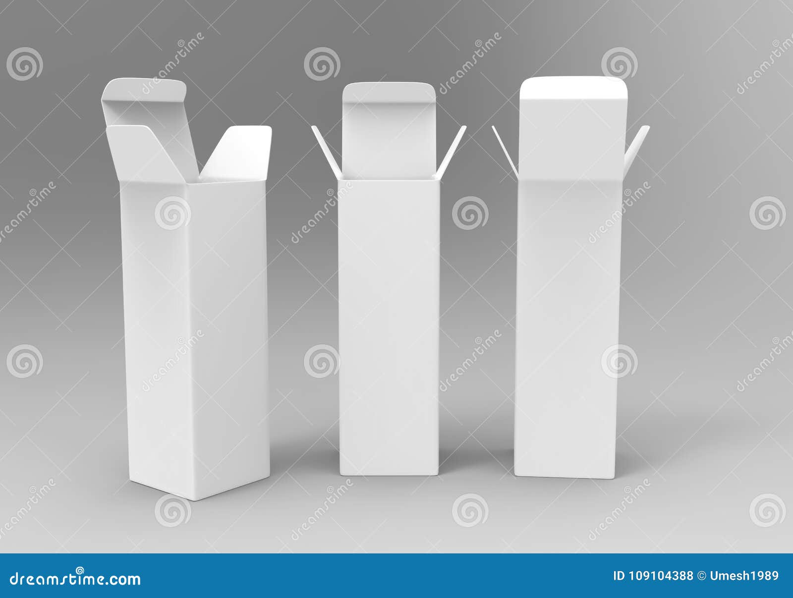 Open Long Rectangular Cardboard Package Box. Front View. Illustration ...