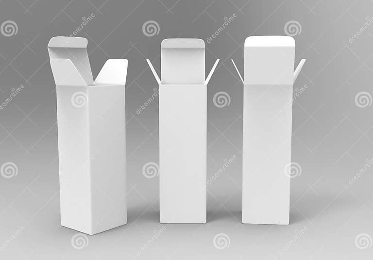 Open Long Rectangular Cardboard Package Box. Front View. Illustration ...