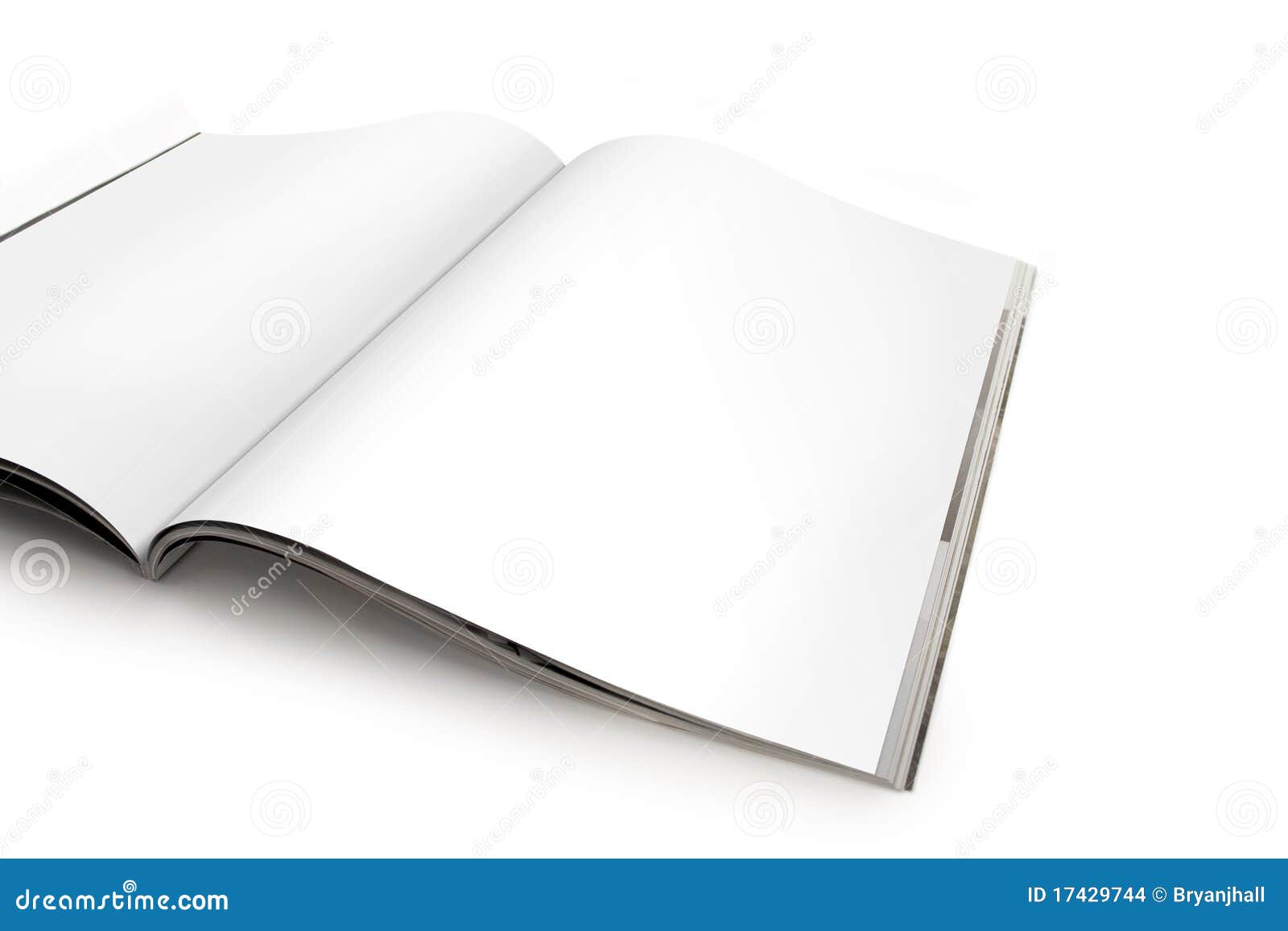 Open Magazine Spread with Blank Pages Stock Photo - Image of background ...