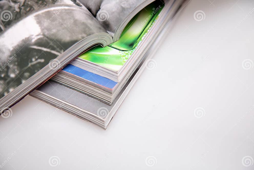 Open magazines stock image. Image of horizontal, article - 39850629