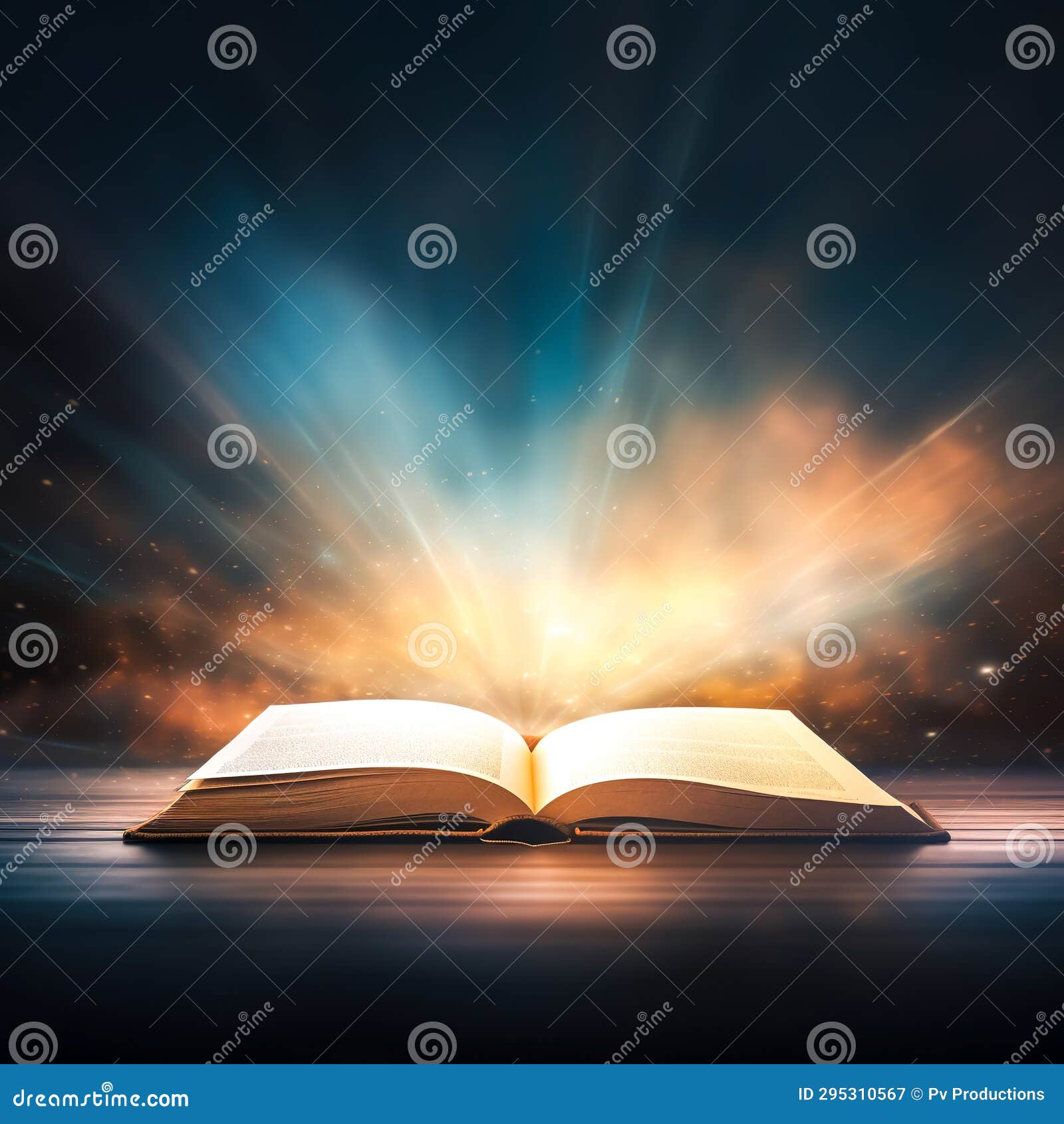 An Open Magic Book with Bright Sparkling Light Rays. Stock Illustration ...