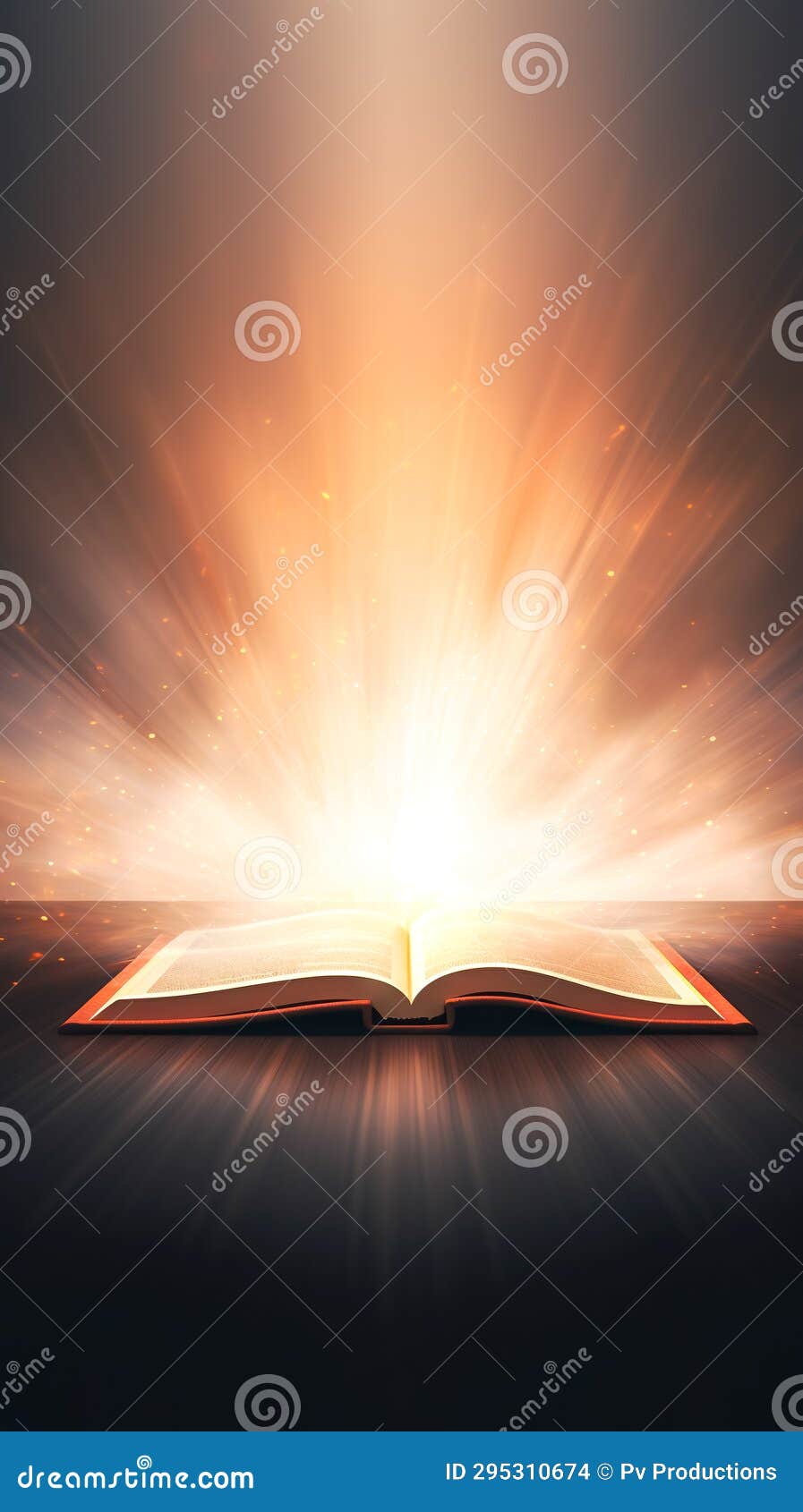 An Open Magic Book with Bright Sparkling Light Rays. Stock Photo ...