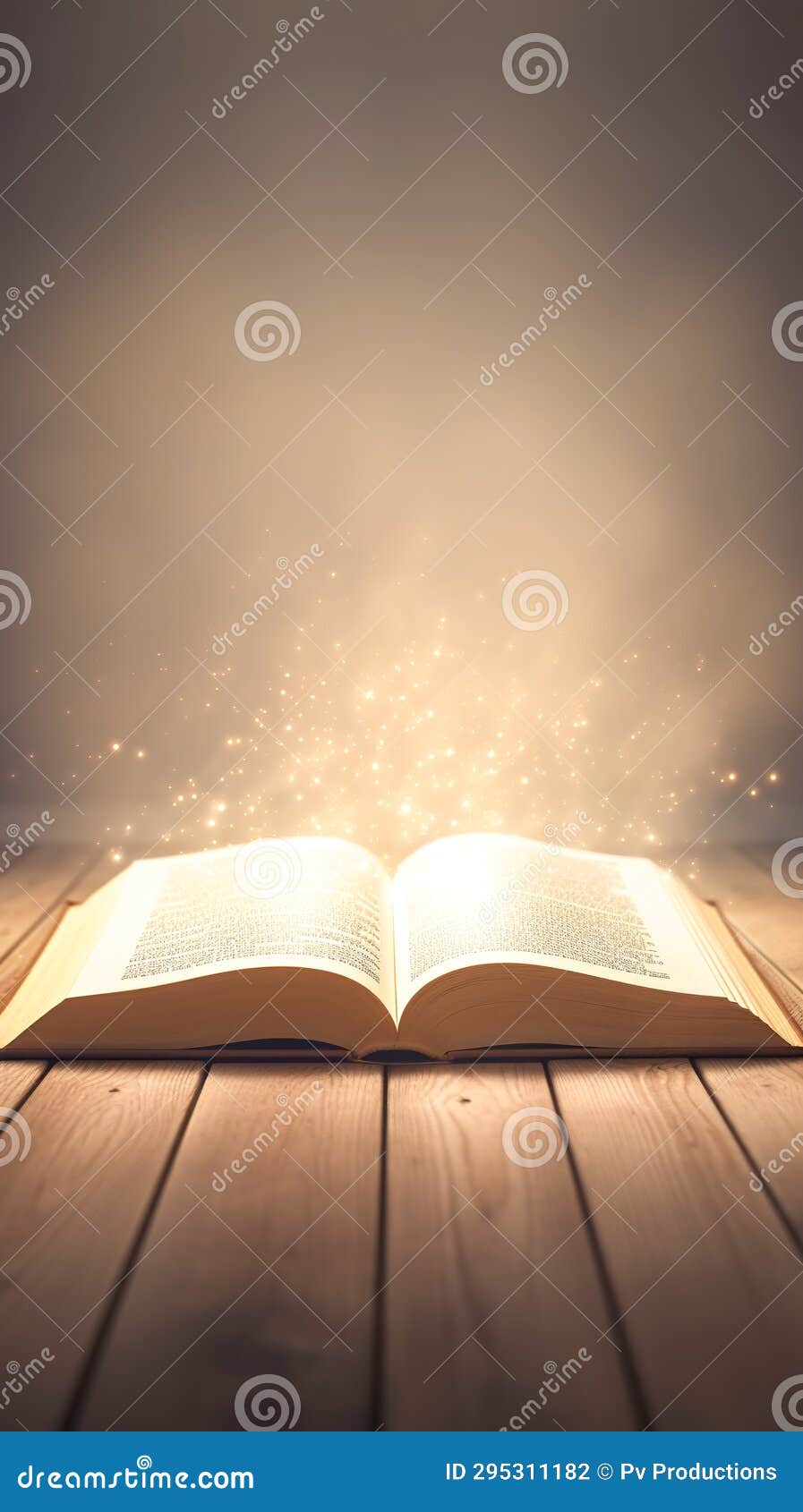 An Open Magic Book with Bright Sparkling Light Rays. Stock Photo ...