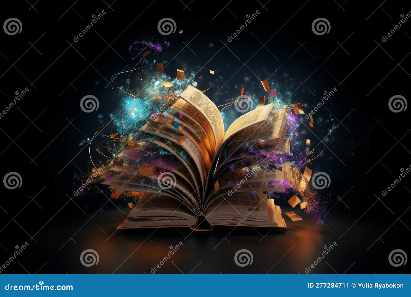 Open Magic Book Colorful. Generate Ai Stock Illustration - Illustration ...