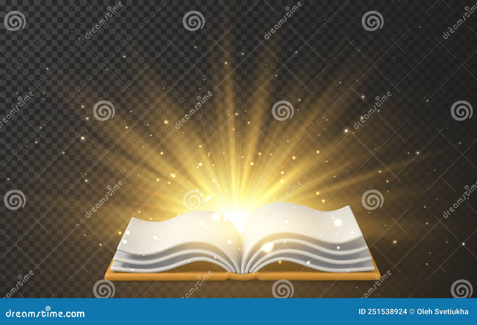 Open Magic Book with Light Sparkles and Glitter. Fairytale Book with ...