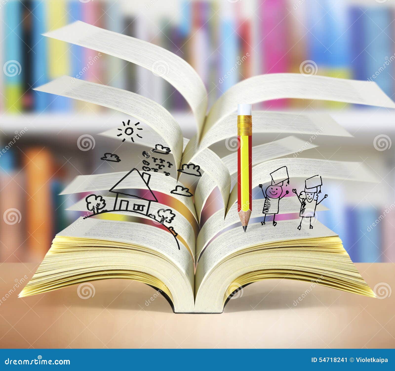 Open magic book stock illustration. Illustration of school - 54718241