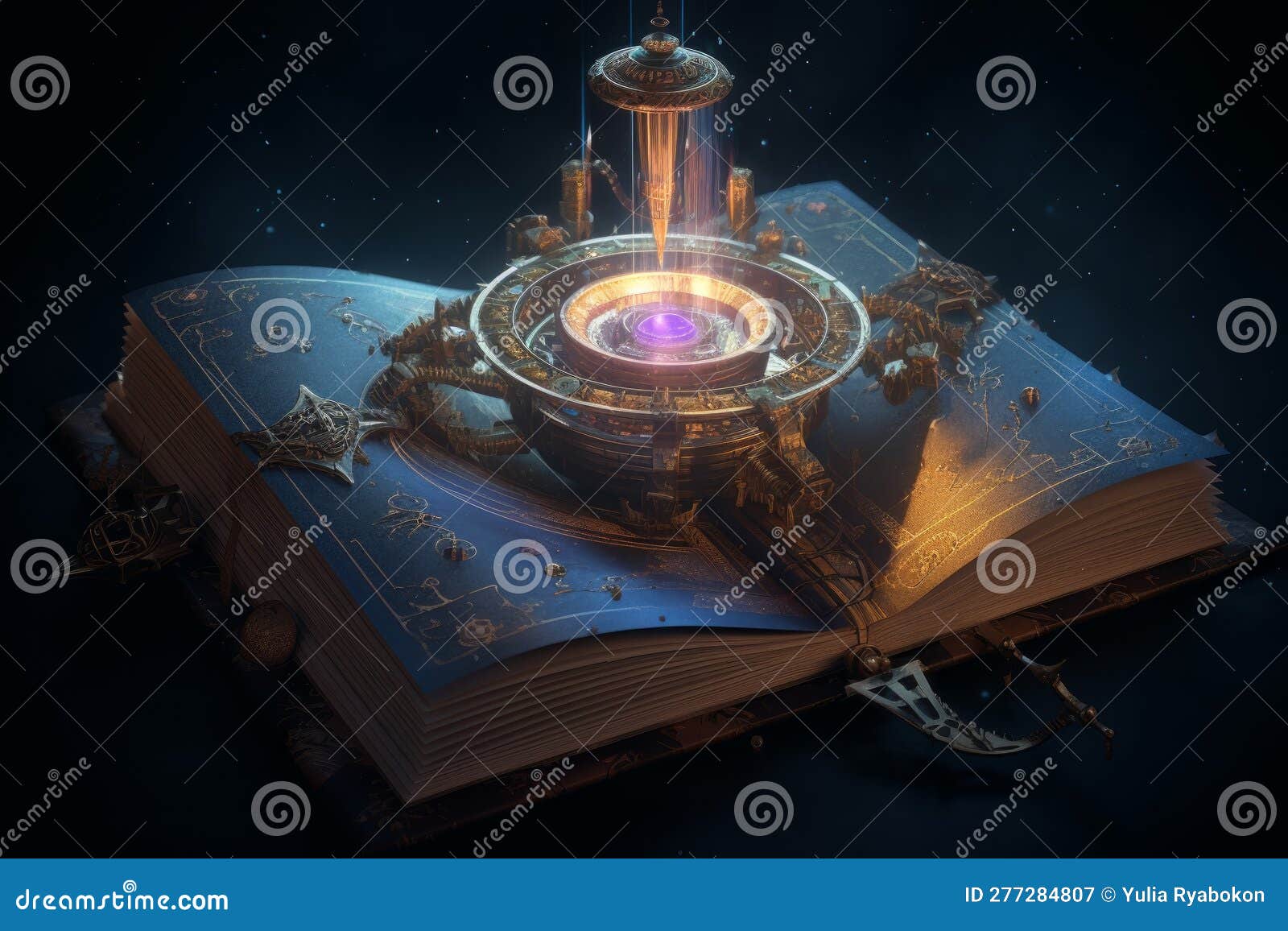 Open Magic Book Mystic. Generate Ai Stock Illustration - Illustration ...