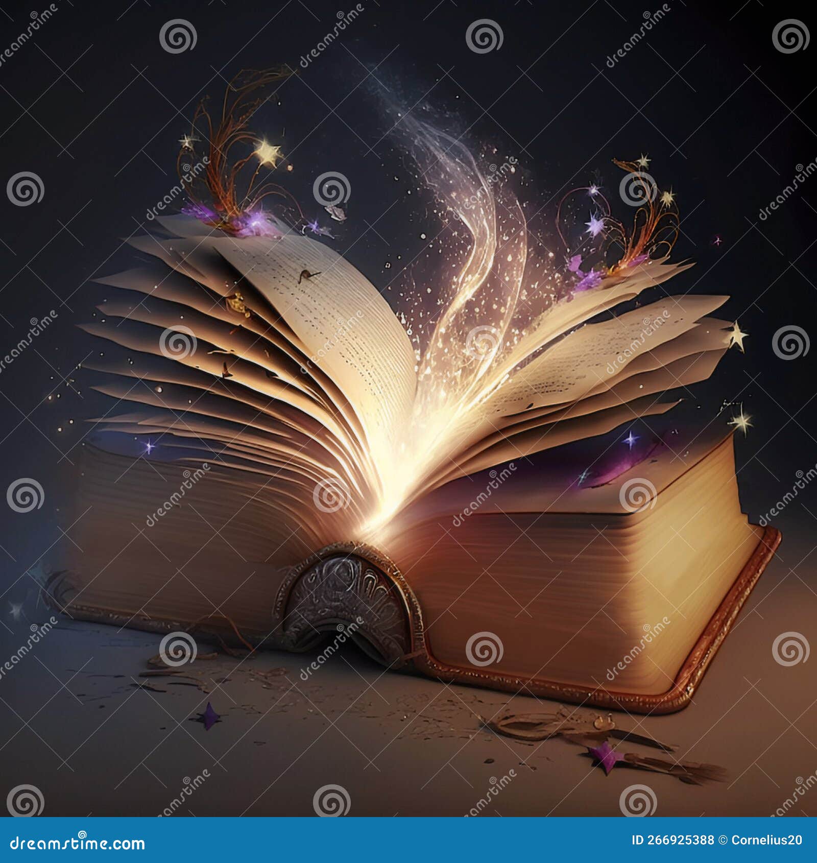Open magic book stock illustration. Illustration of book - 266925388