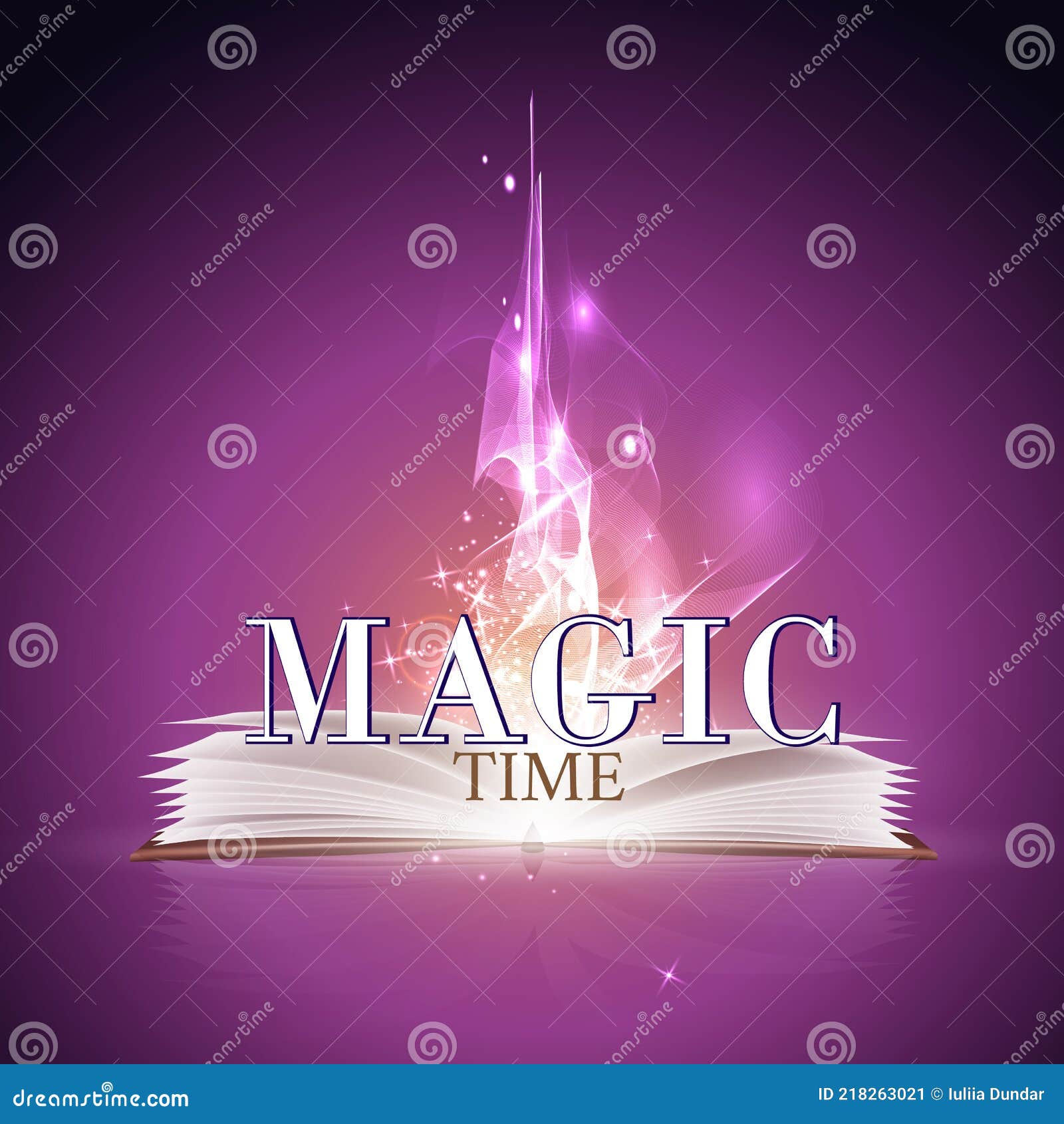 Open Magic Book with Shiny Magic Effect. Stock Vector - Illustration of ...