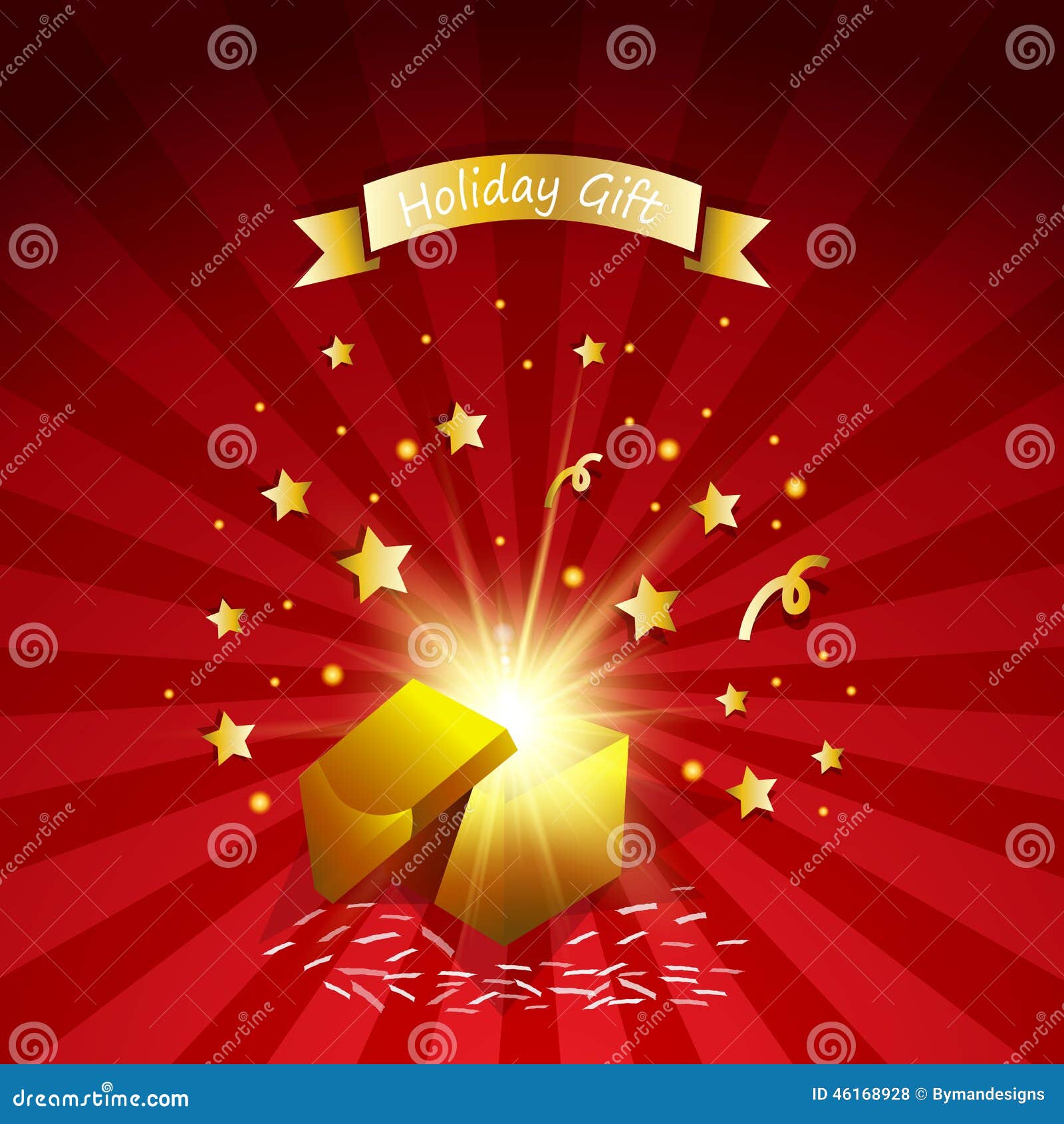 Open Magic Gift with Fireworks from Light Effect .Holiday Gift Greeting ...