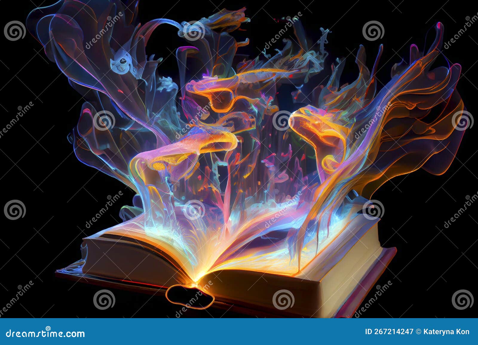 An Open Magical Book With A Captivating, Enchanting Glow. Stock Photo ...