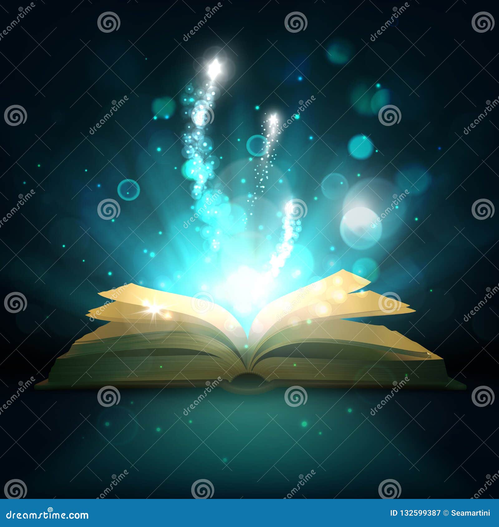 Open Magisch Boek, Vector Lichte Fonkelingen Vector Illustratie ...