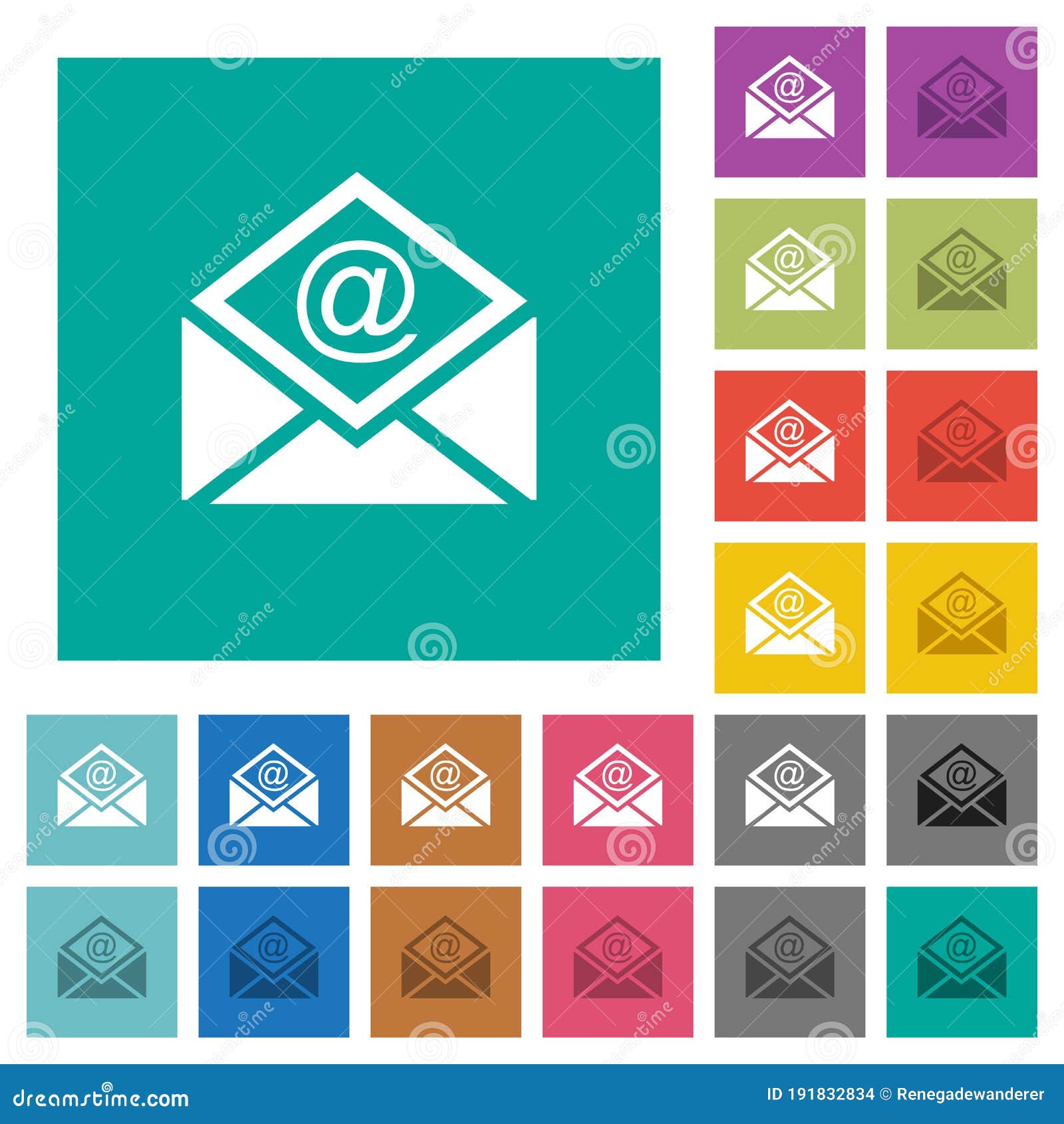 Open Mail with Email Symbol Square Flat Multi Colored Icons Stock ...