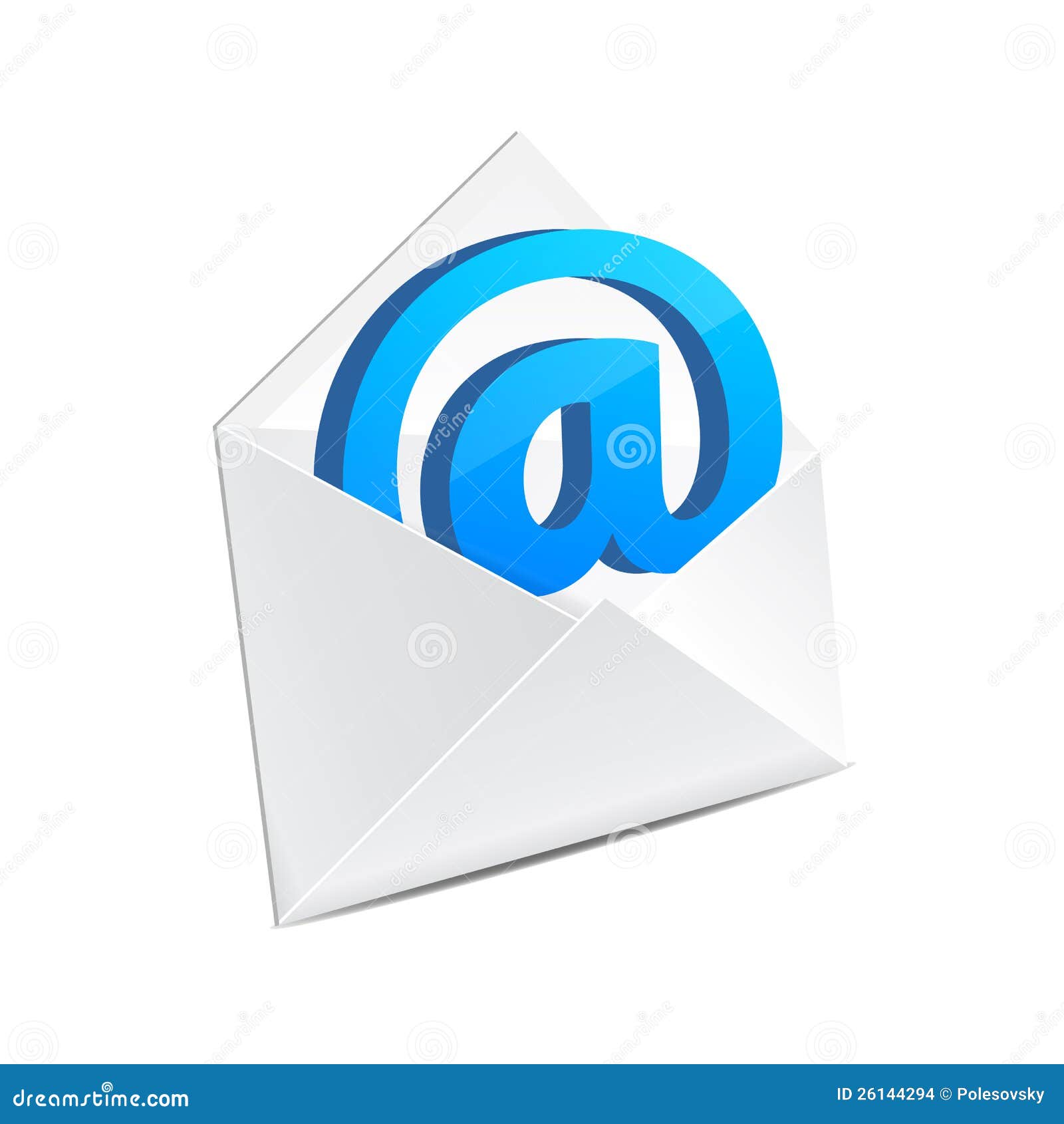 Open Mail Envelope with E-mail Sign Stock Illustration - Illustration ...