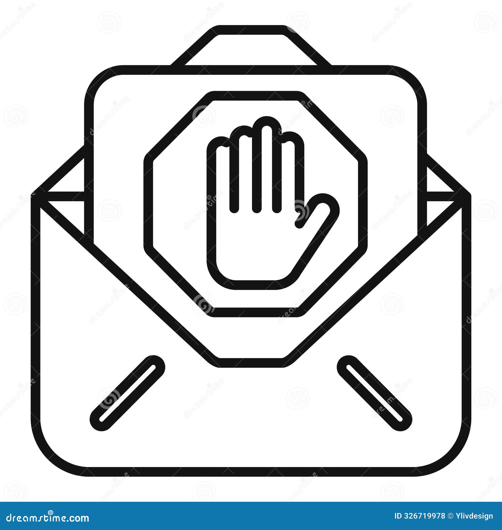 Open Mail Envelope with Stop Hand Sign Showing Rejection Stock Vector ...