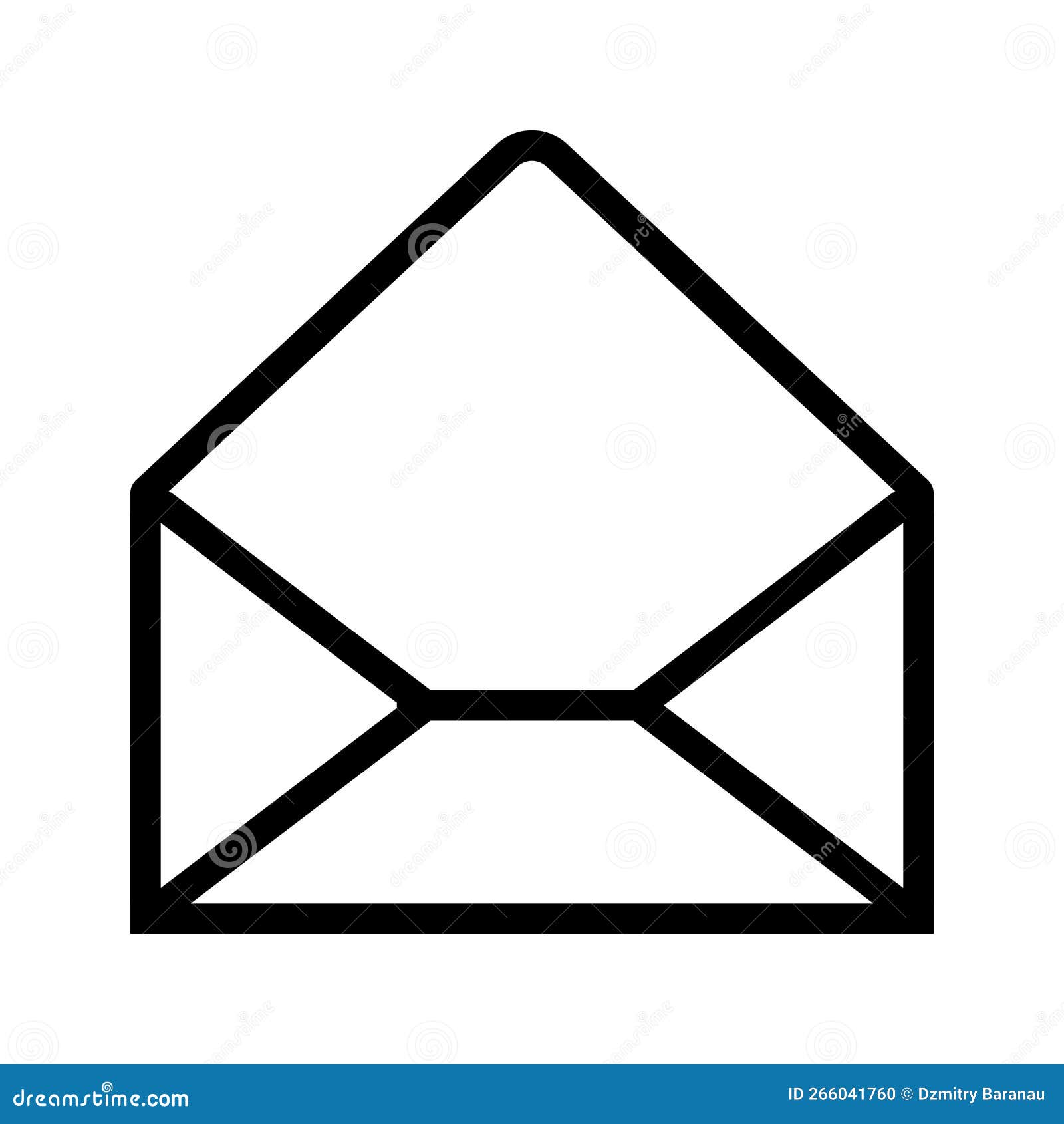 Open Mail Icon Line Isolated on White Background. Black Flat Thin Icon ...