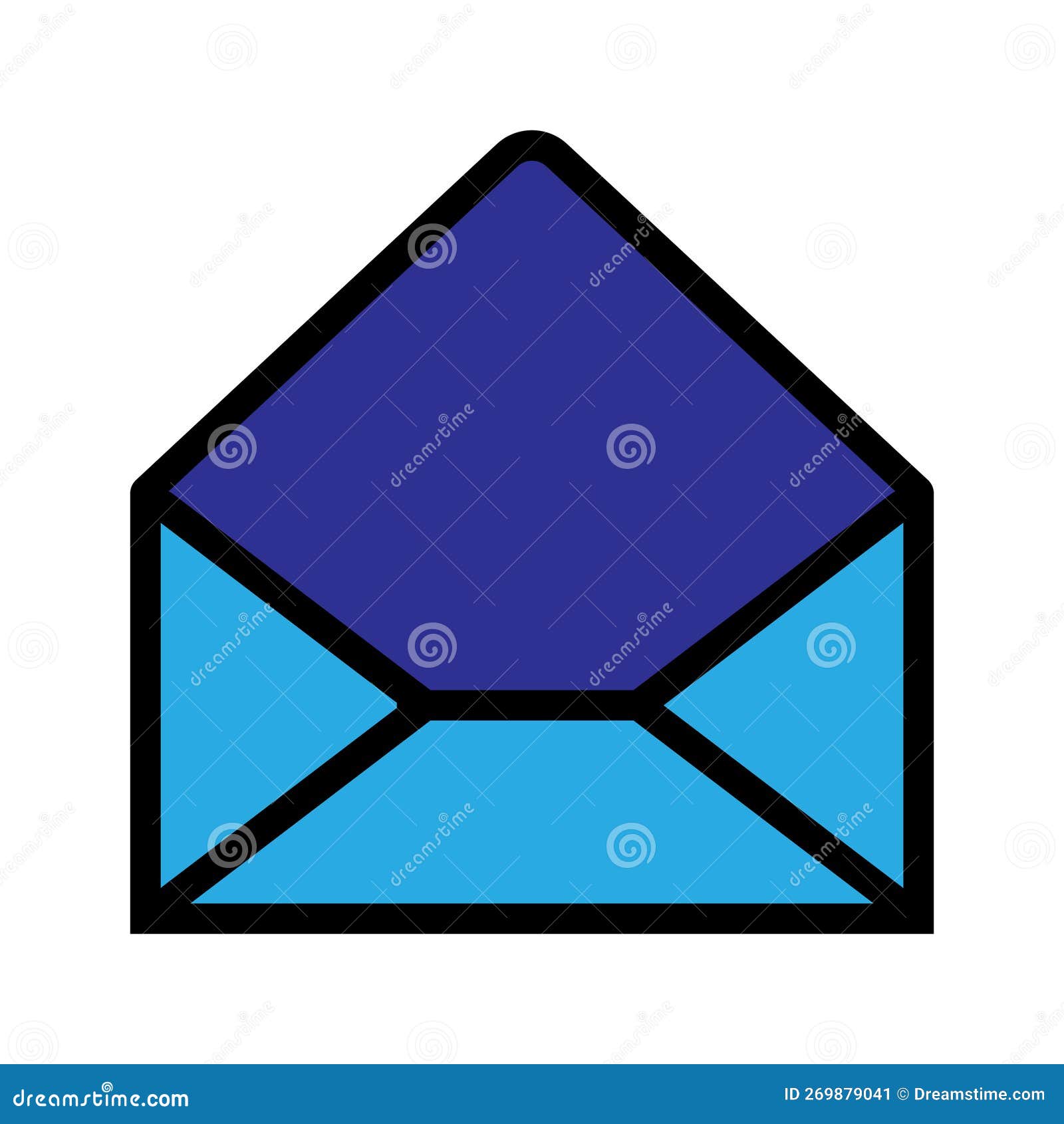 Open Mail Icon Line Isolated on White Background. Black Flat Thin Icon ...