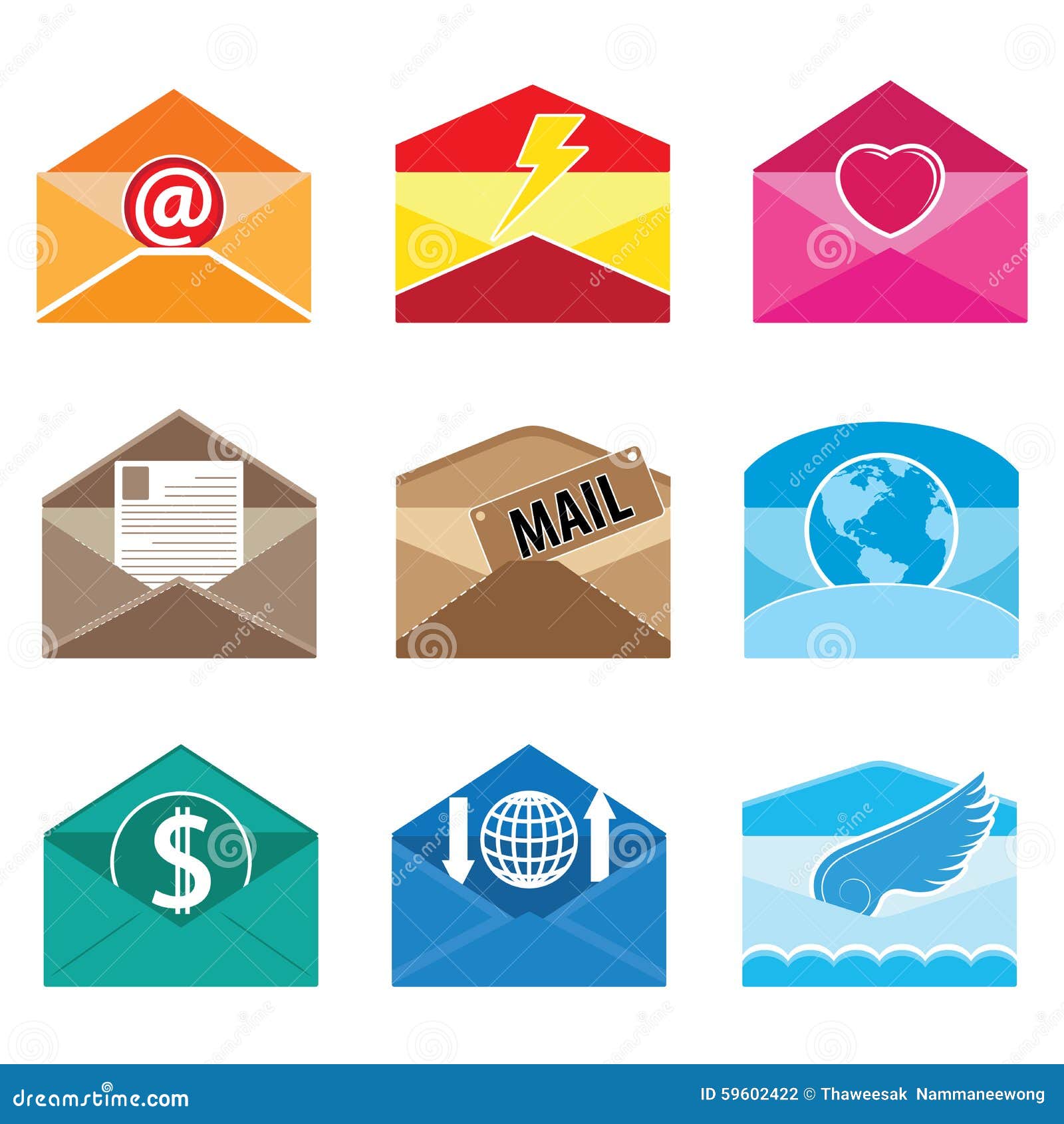 Open Mail Letter Communication Vector and Icon Stock Vector ...
