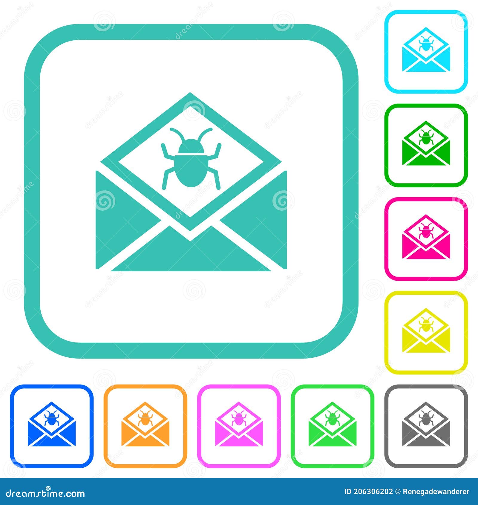 Open Mail with Malware Symbol Vivid Colored Flat Icons Stock Vector ...