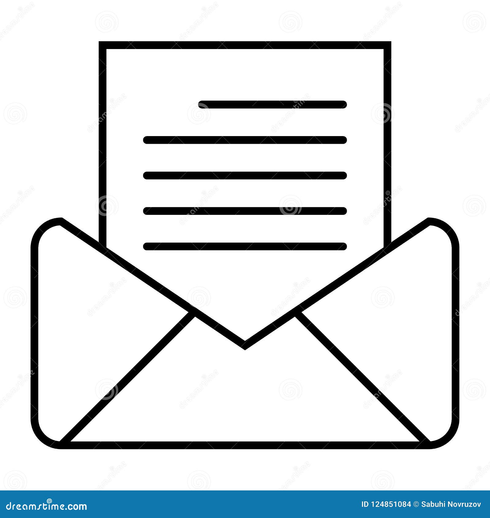 Open Mail Thin Line Icon. Letter with Envelope Vector Illustration ...