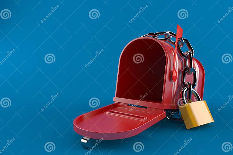 Open mailbox with chain stock illustration. Illustration of postbox ...
